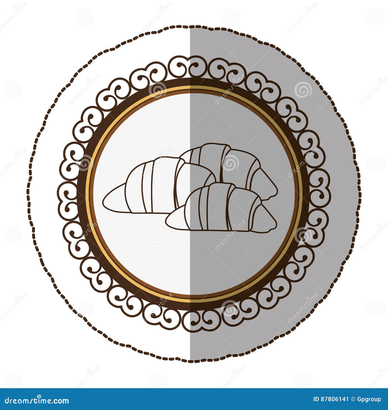 Emblem Silhouette Croissant Bread Icon Stock Illustration ...
