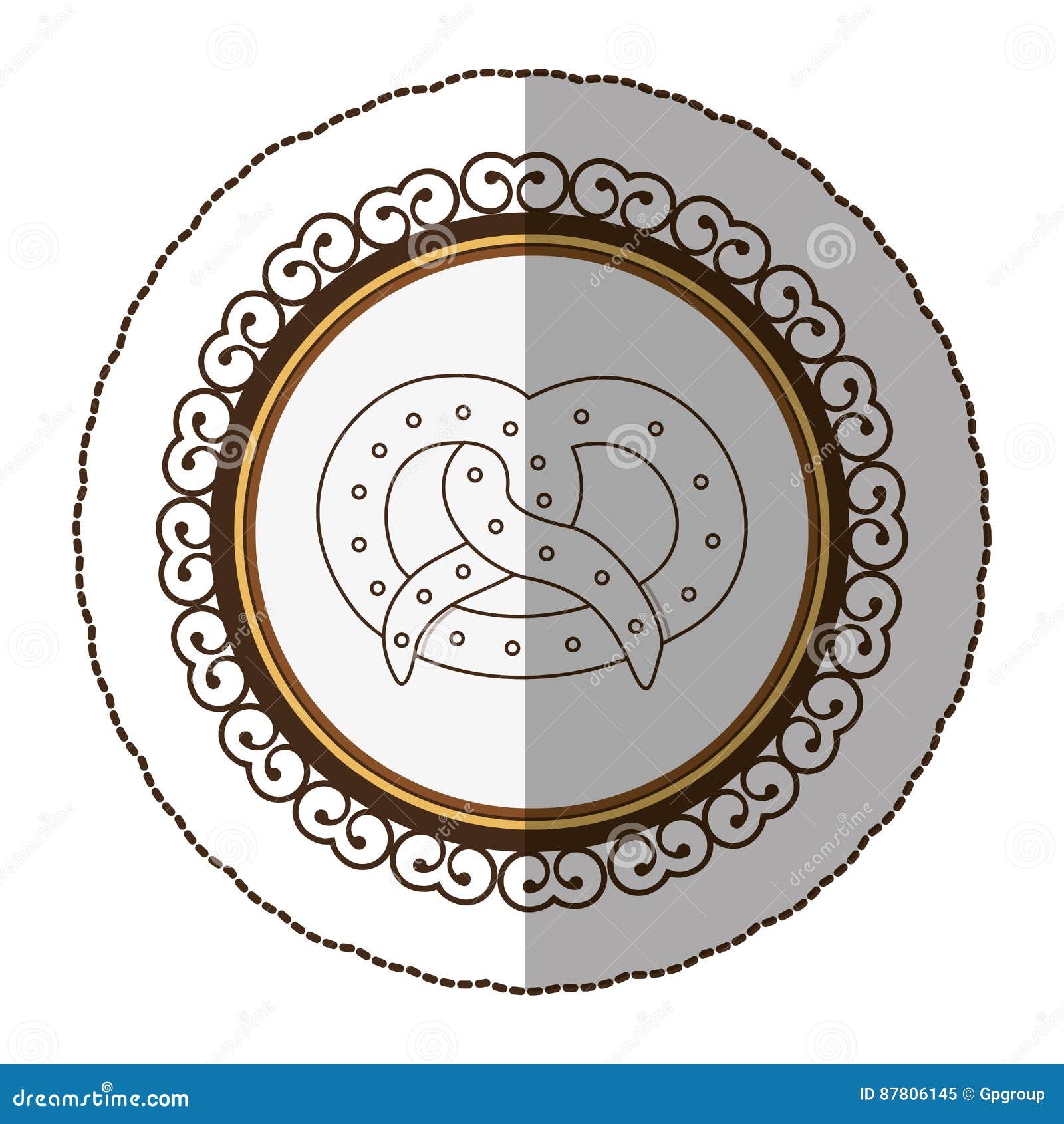 Emblem Silhouette Pretzel Bread Icon Stock Illustration - Illustration ...