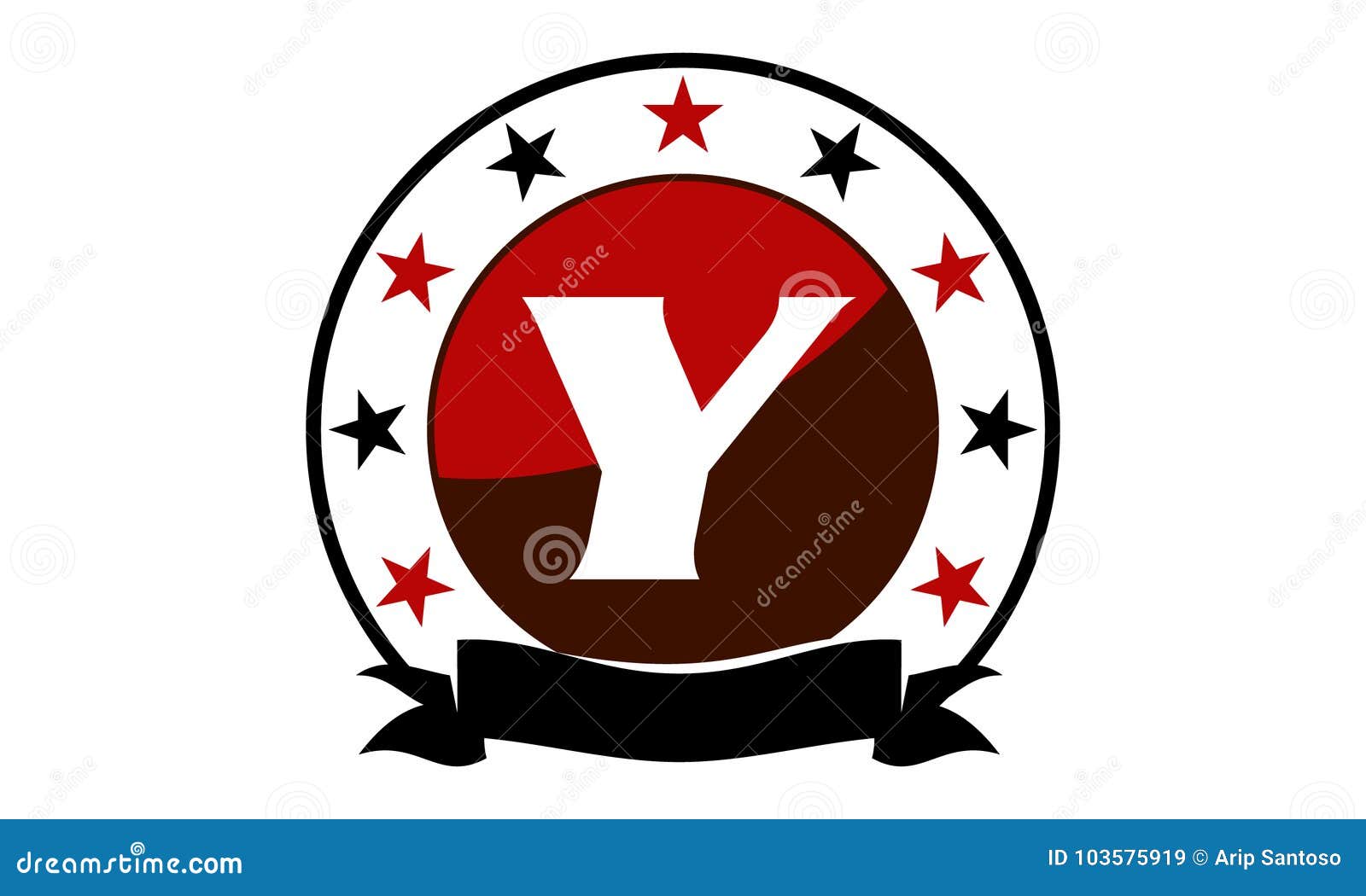 Emblem Star Ribbon Circle Initial Y Stock Vector - Illustration of logo ...
