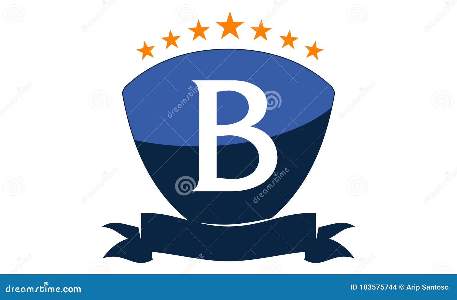 Emblem Star Ribbon Shield Initial B Stock Vector - Illustration of ...