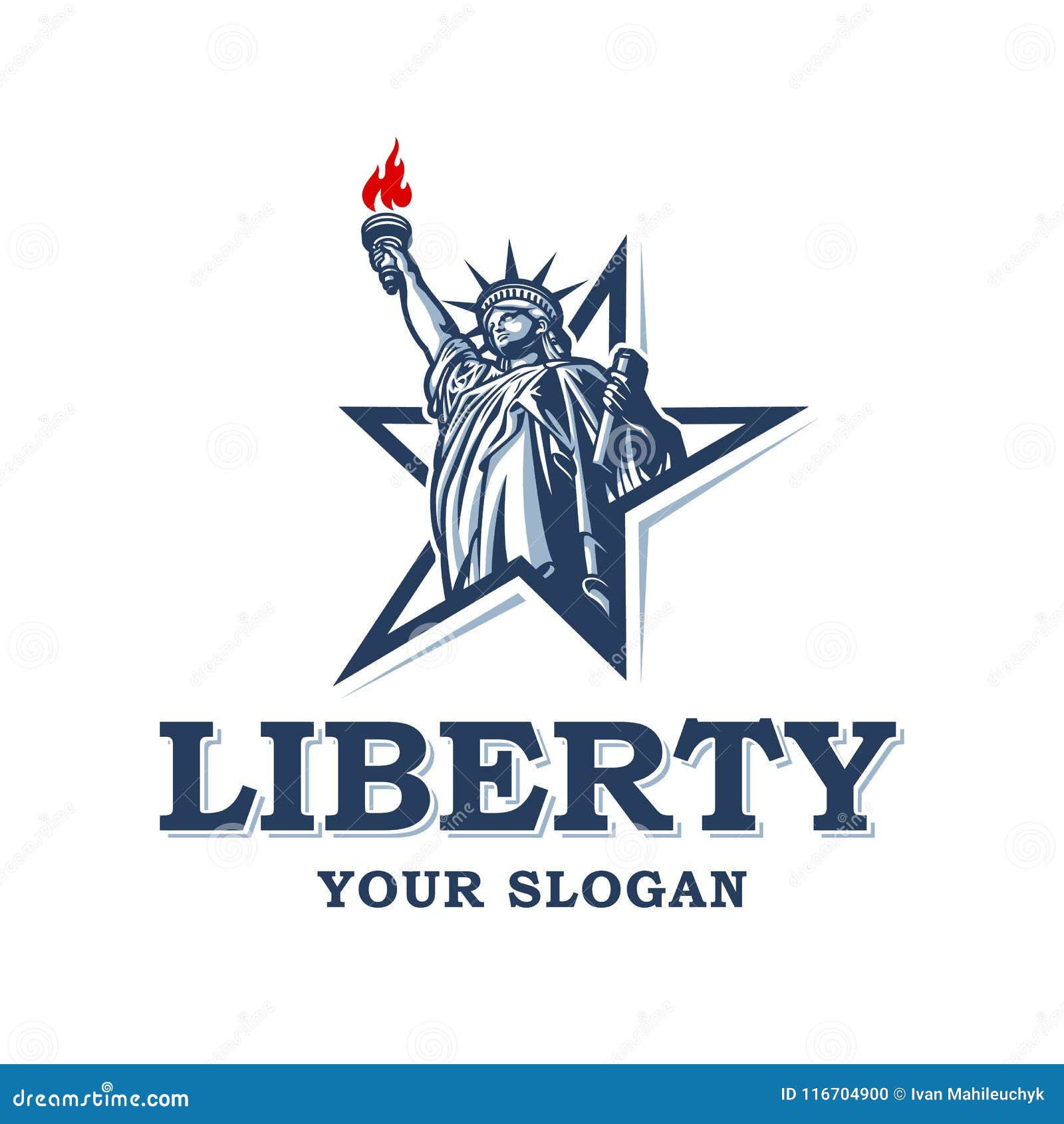 Emblem with Statue of Liberty Stock Vector - Illustration of business ...