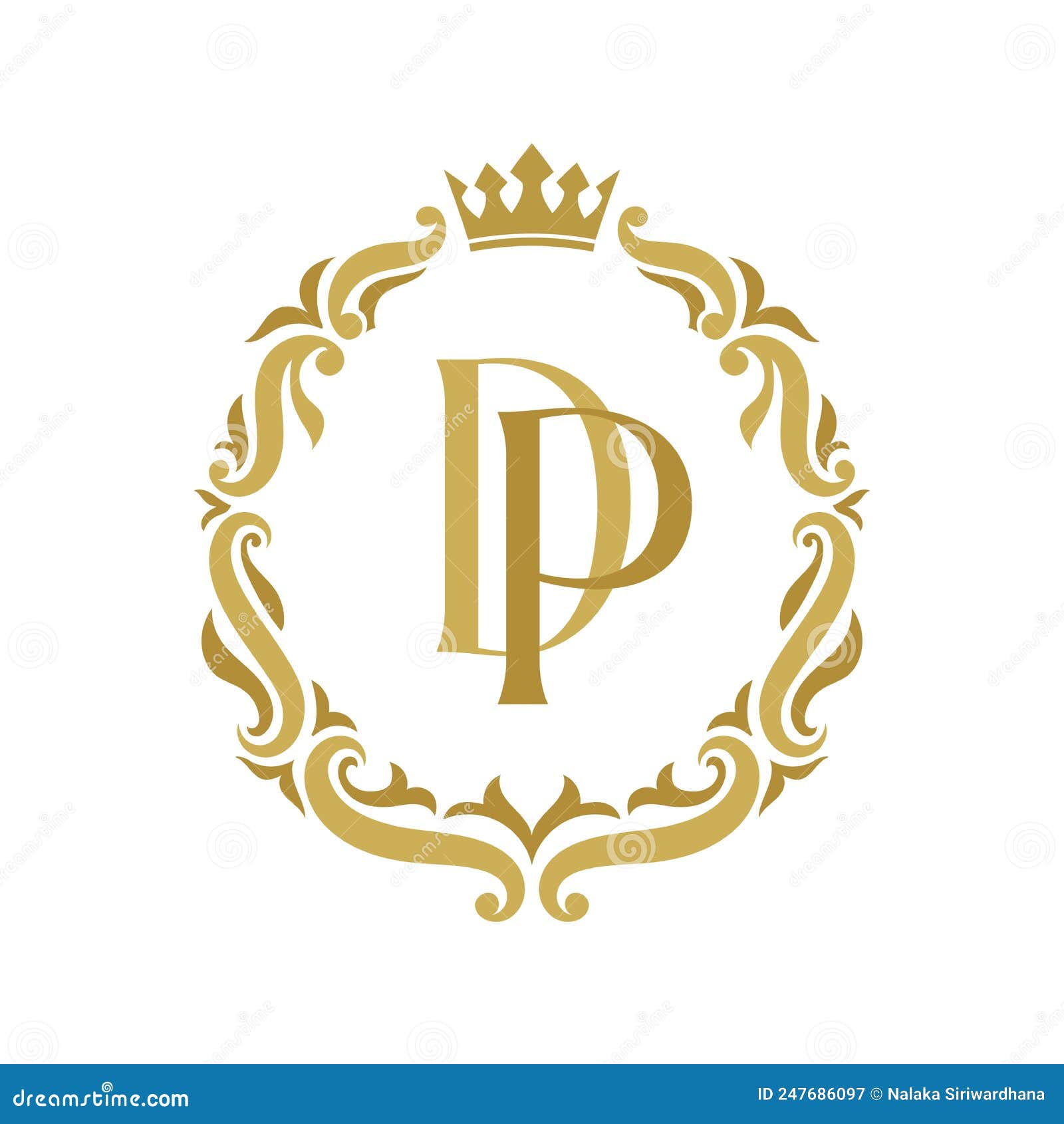 DP Letter Gold Floral Vintage Logo Template. Stock Vector ...