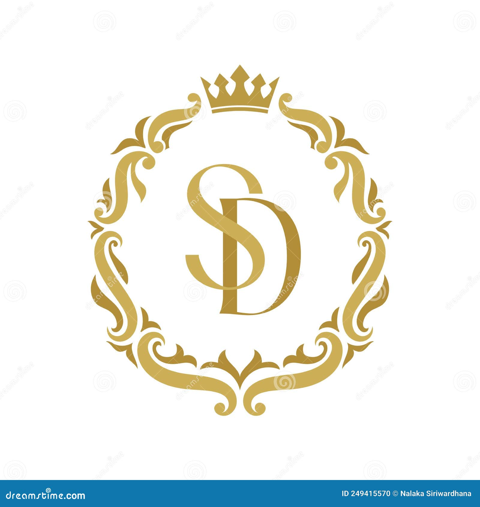 SD Letter Gold Floral Vintage Logo Template. Stock Vector ...