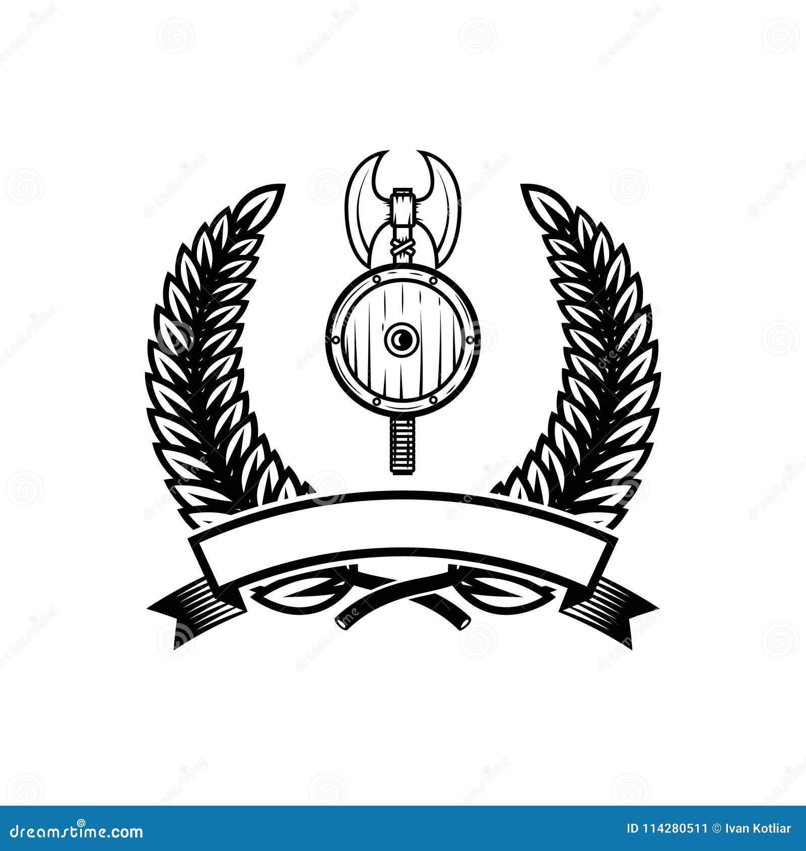 Emblem Template with Axe and Shield. Design Element for Logo, Label ...