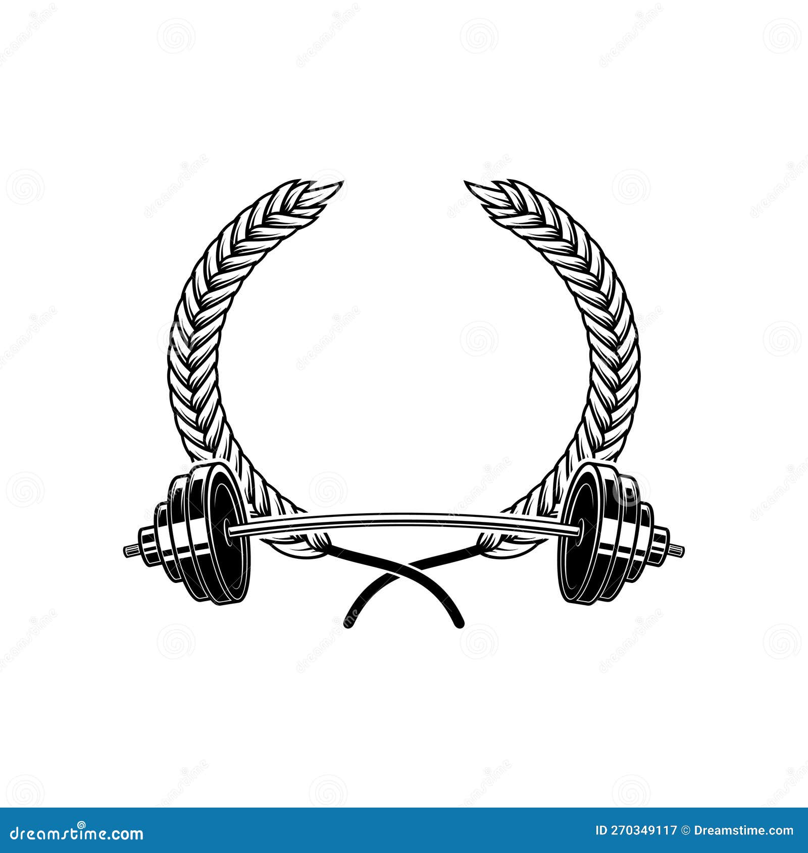 Emblem Template with Barbell and Wreath. Design Element for Logo, Sign ...