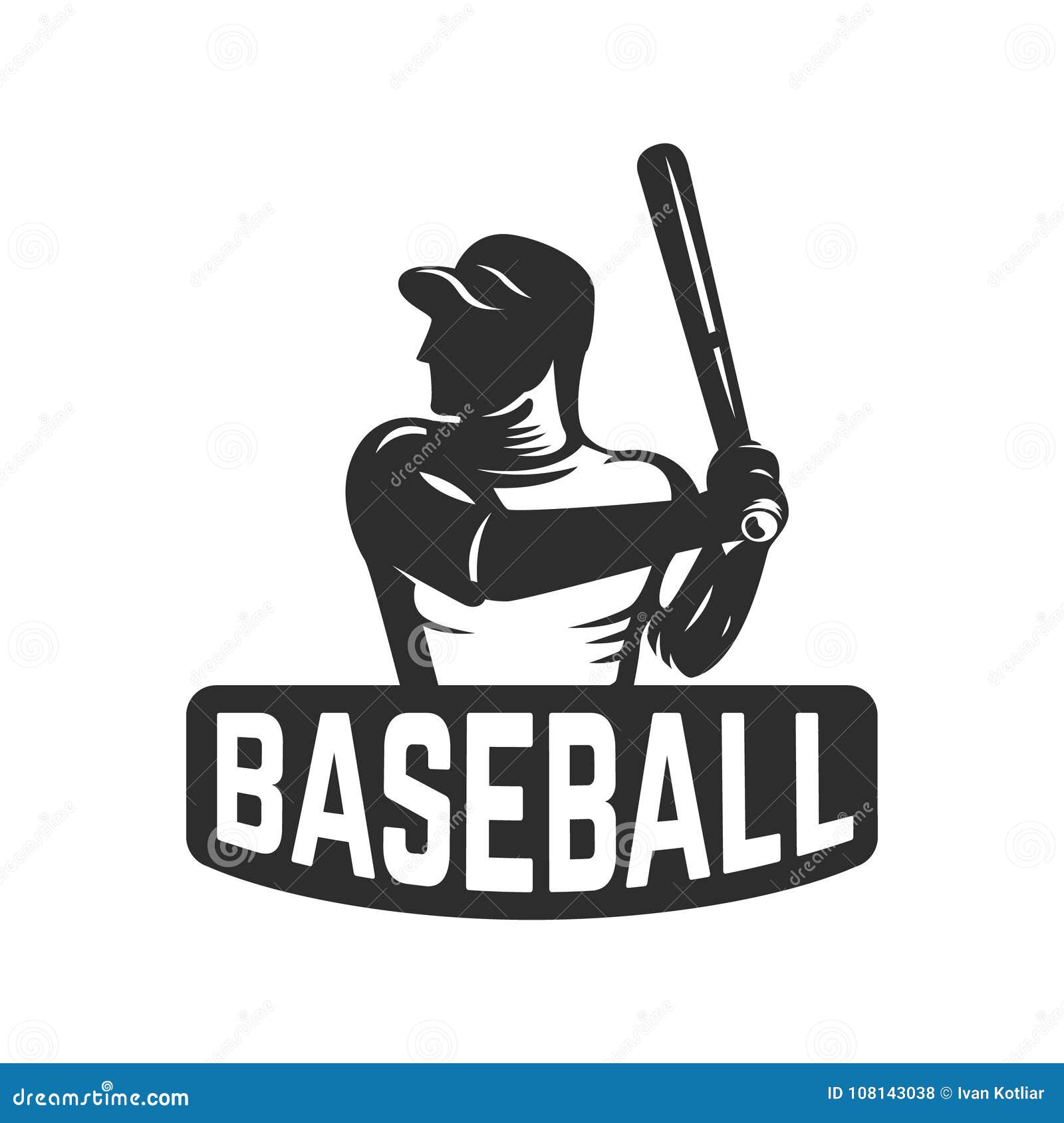 Emblem Template with Baseball Player. Design Element for Logo, Label ...