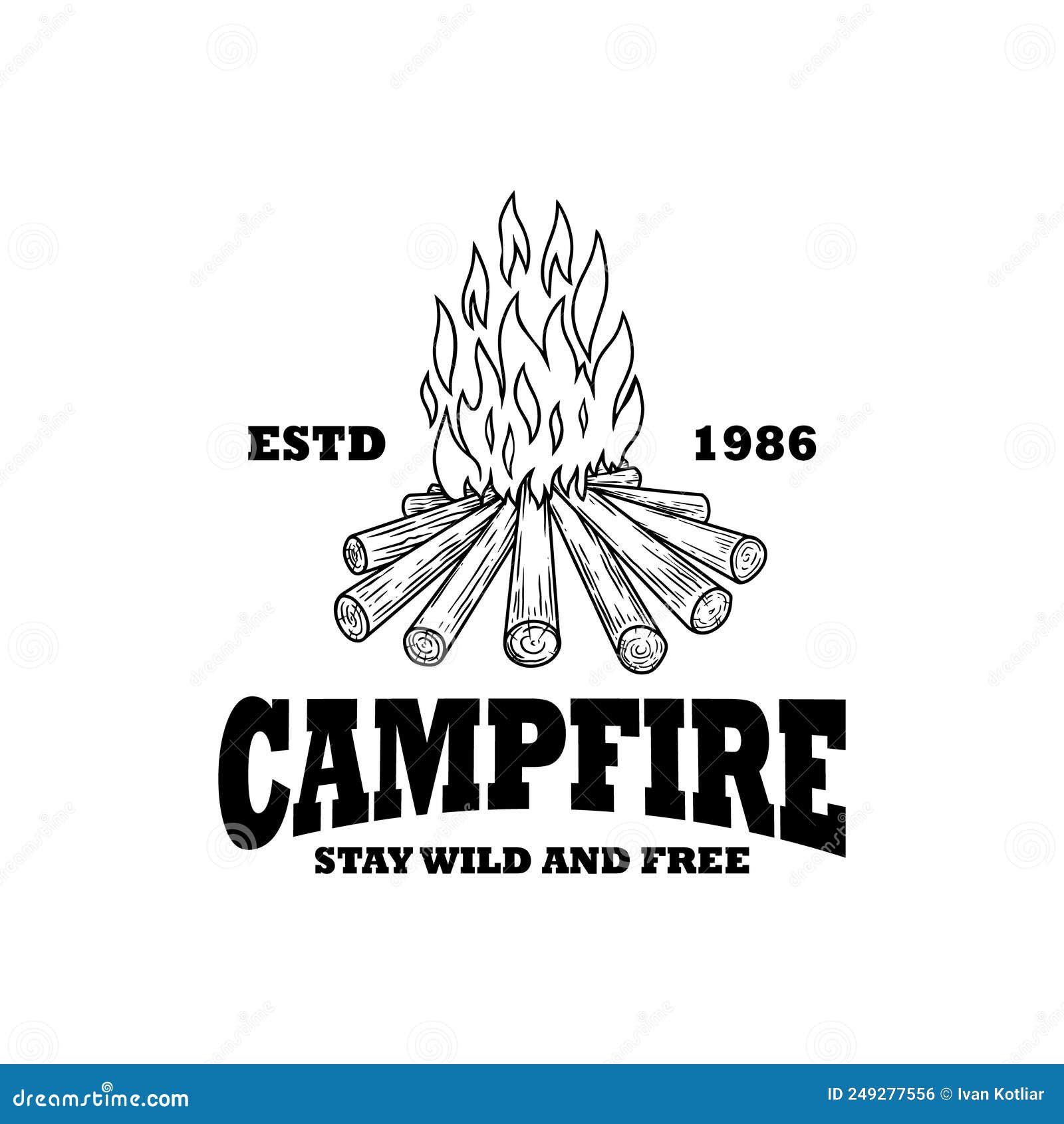 Emblem Template with Campfire. Design Element for Greeting Card, T ...