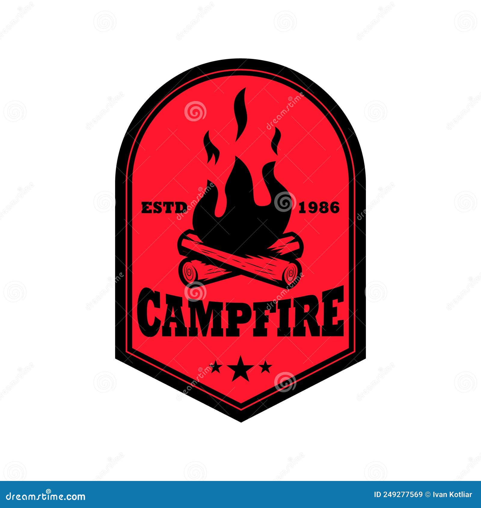 Emblem Template with Campfire. Design Element for Greeting Card, T ...