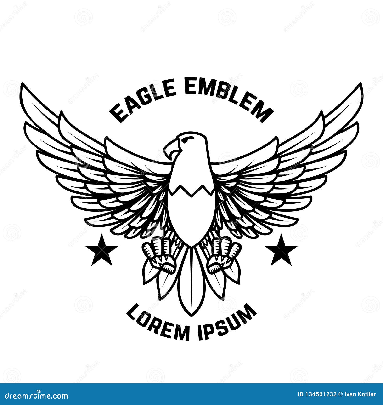 Emblem Template with Eagle in Engraving Style. Design Elements for Logo ...