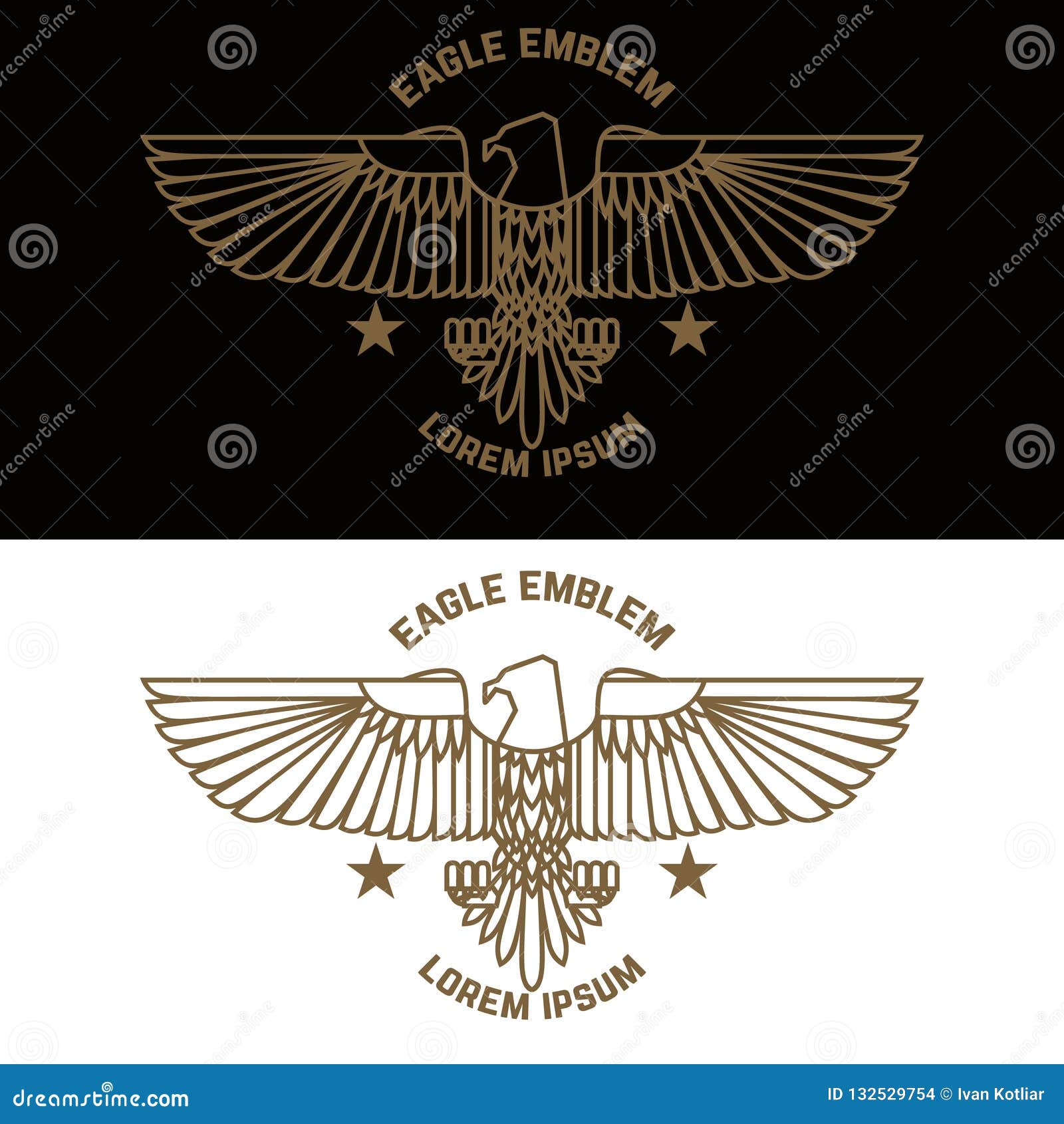 Emblem Template with Eagle in Engraving Style. Design Elements for Logo ...