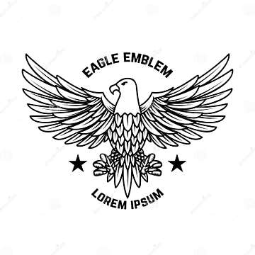 Emblem Template with Eagle in Engraving Style. Design Elements for Logo ...