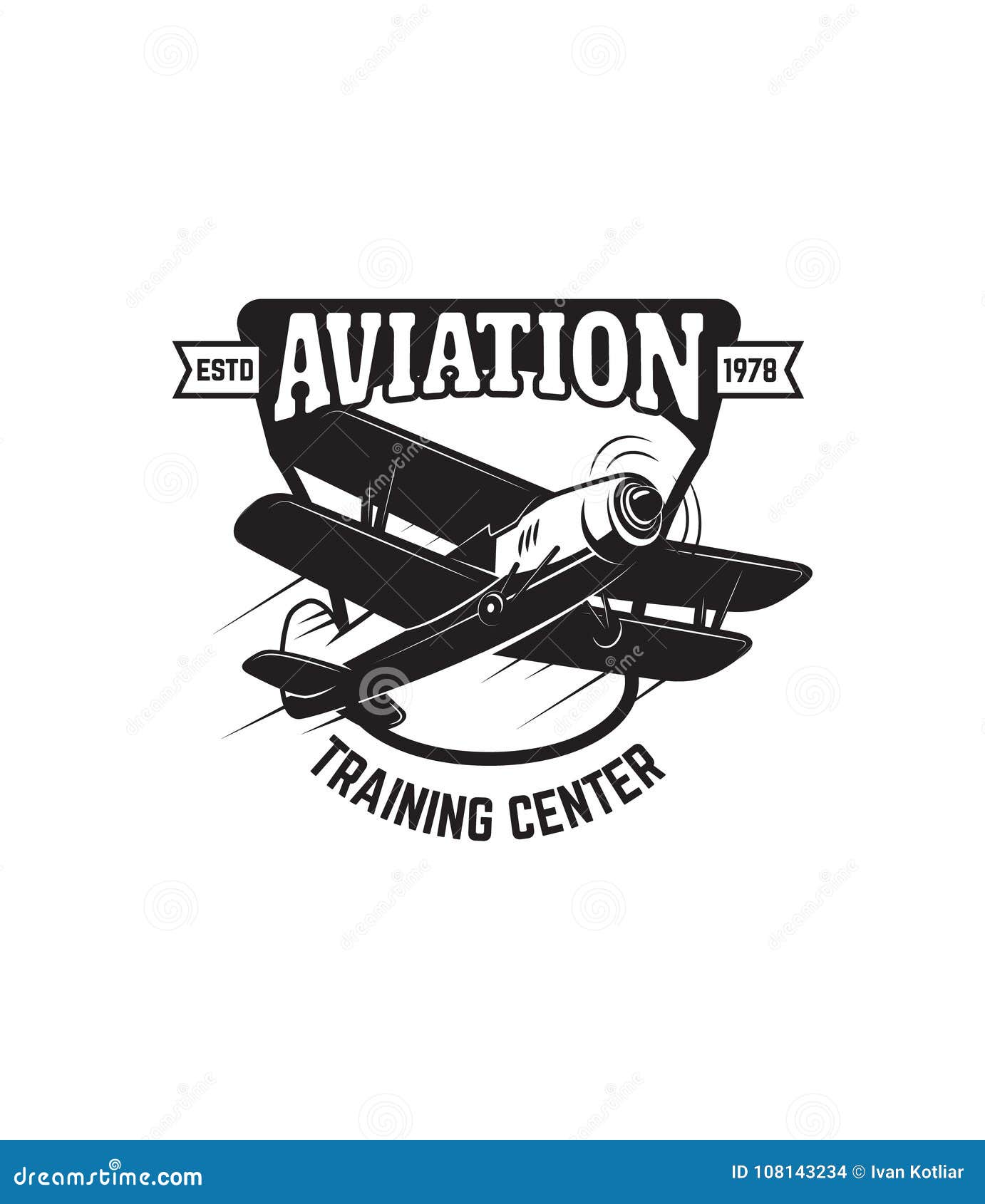 Emblem Template With Retro Airplane. Design Element For Logo, Label ...