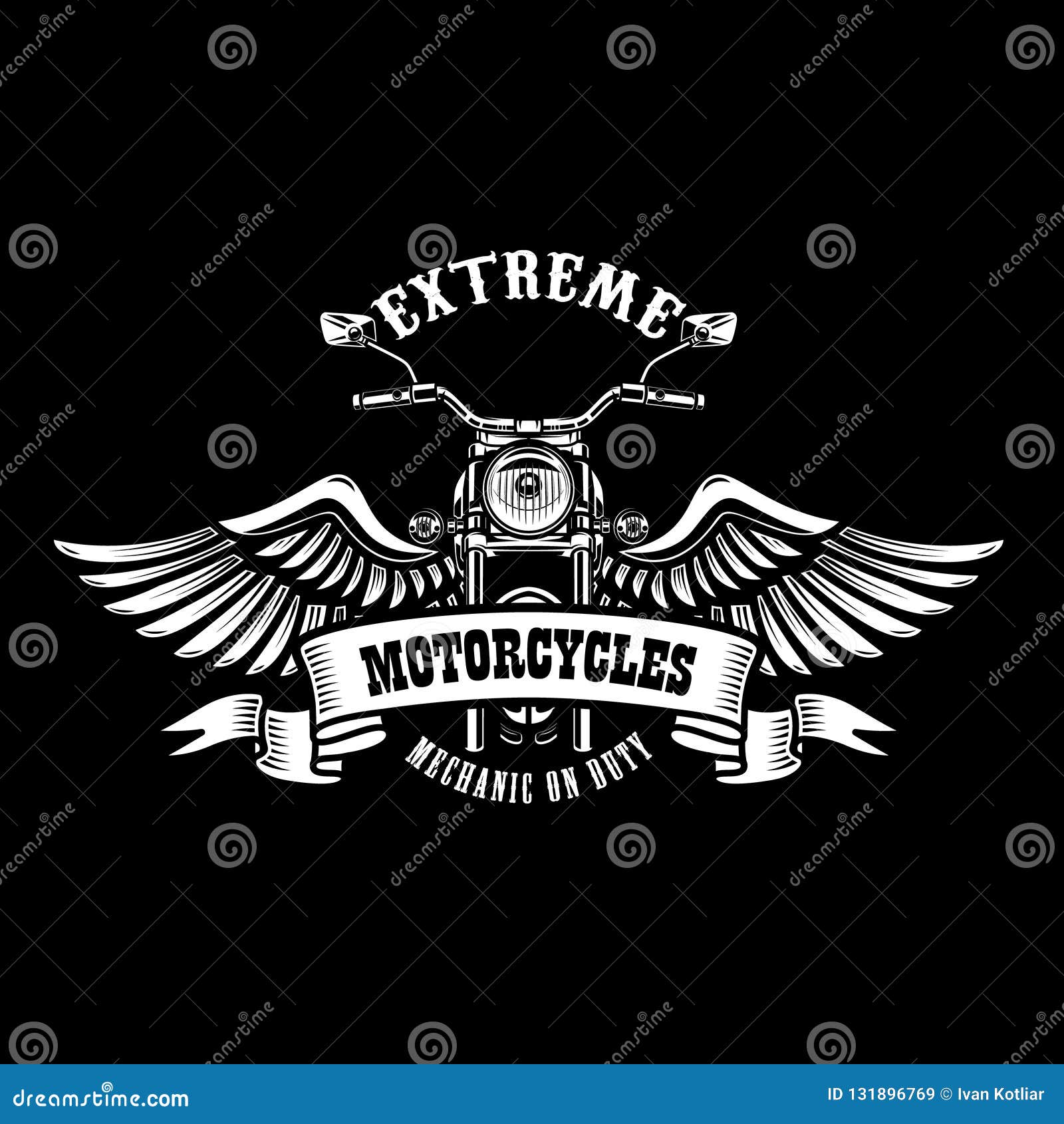 Emblem Template with Winged Motorcycle. Design Element for Poster, T ...