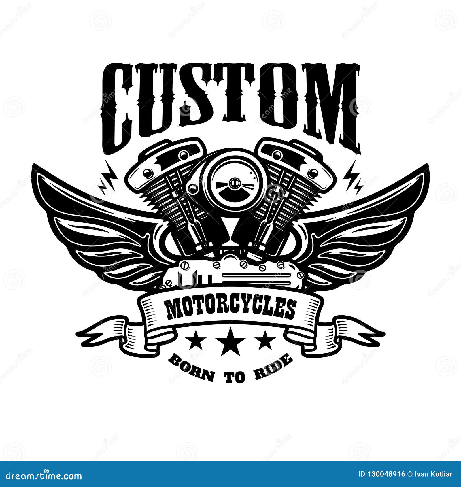 Emblem Template with Winged Motorcycle Motor. Design Element for Stock ...