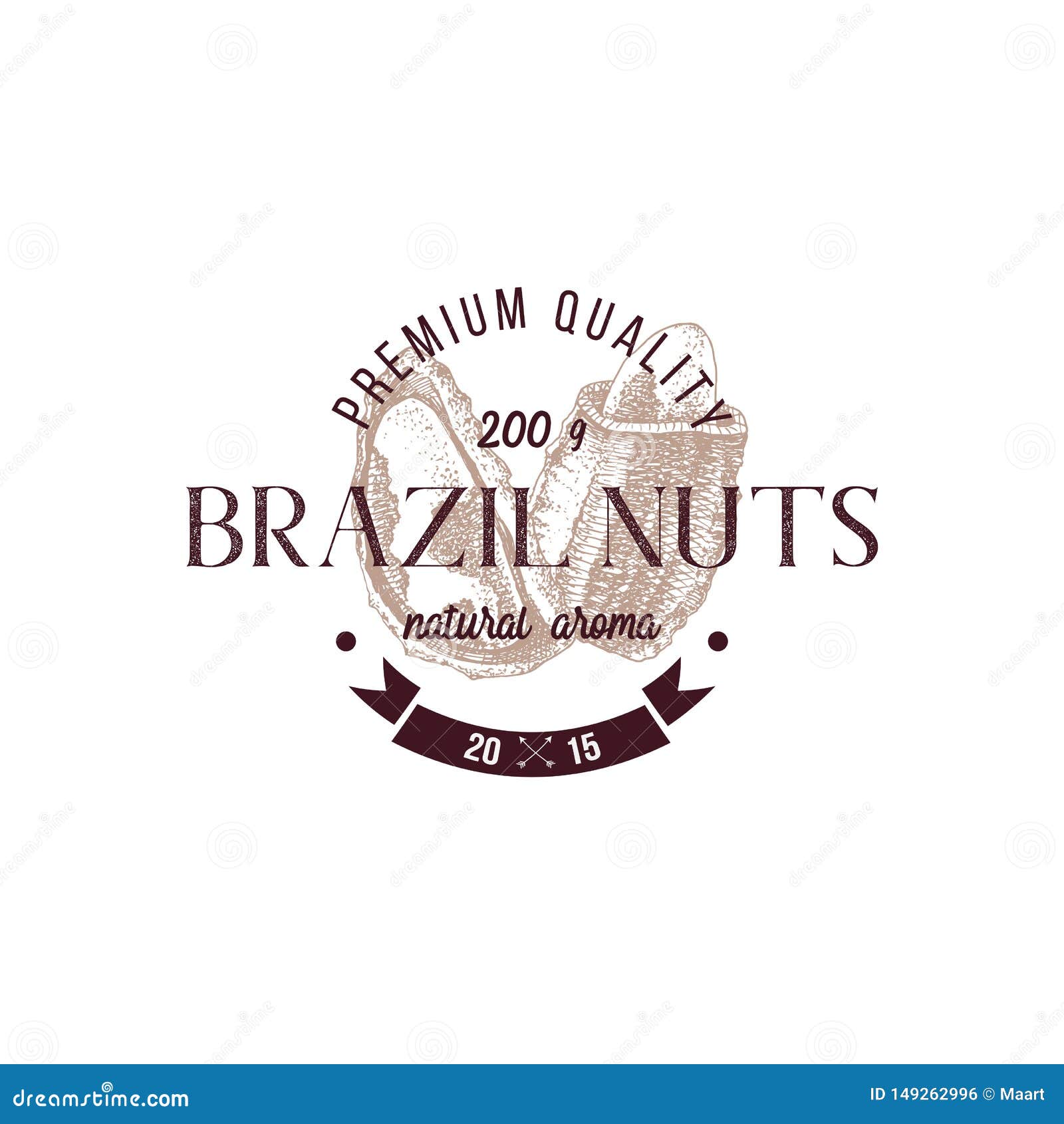 Emblem with Type Design and Hand Drawn Brazil Nuts Stock Vector ...