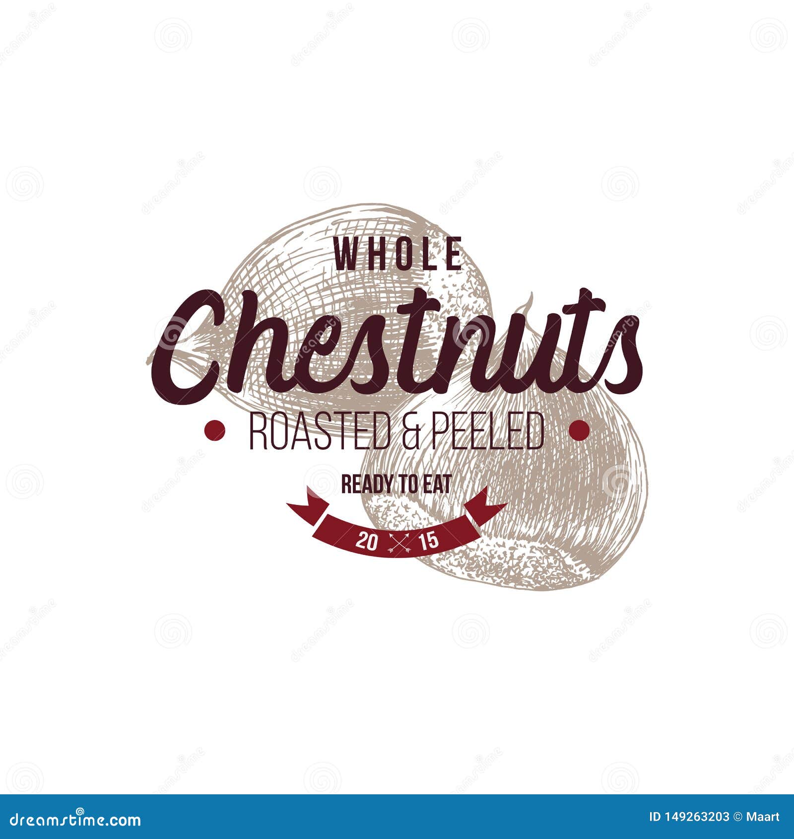 Emblem with Type Design and Hand Drawn Chestnuts Stock Vector ...