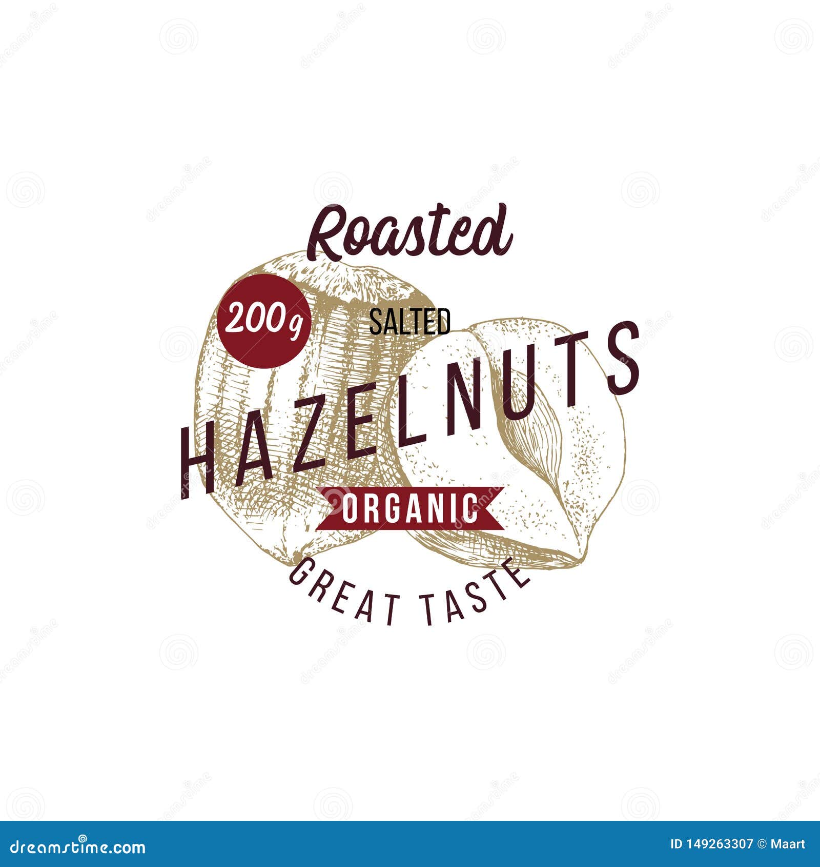 Emblem with Type Design and Hand Drawn Hazelnuts Stock Vector ...