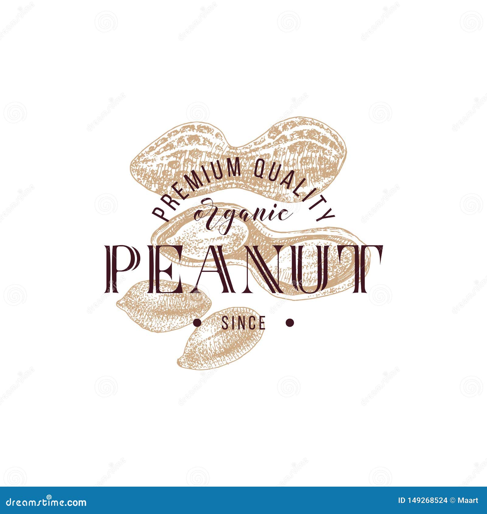 Emblem with Type Design and Hand Drawn Peanuts Stock Vector ...