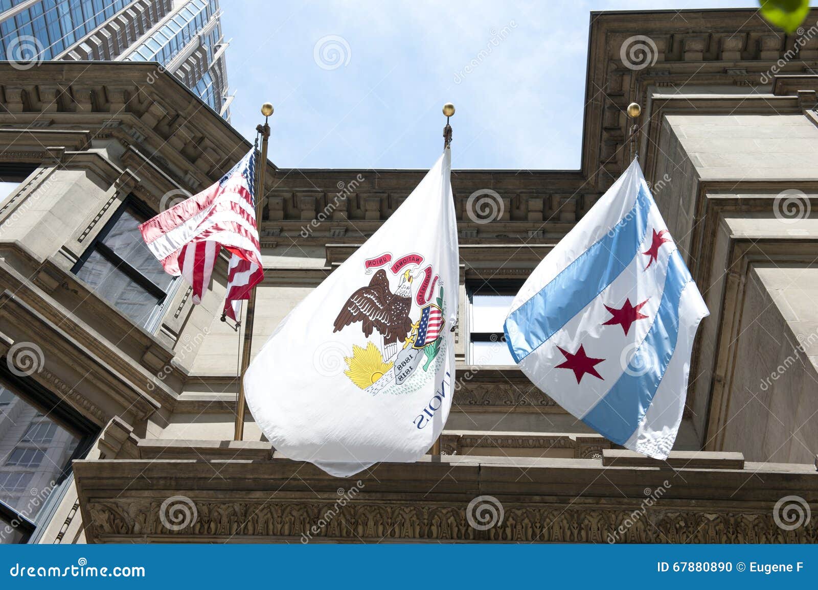 Emblema Do Estado De Illinois E Bandeira De Chicago Foto de Stock ...