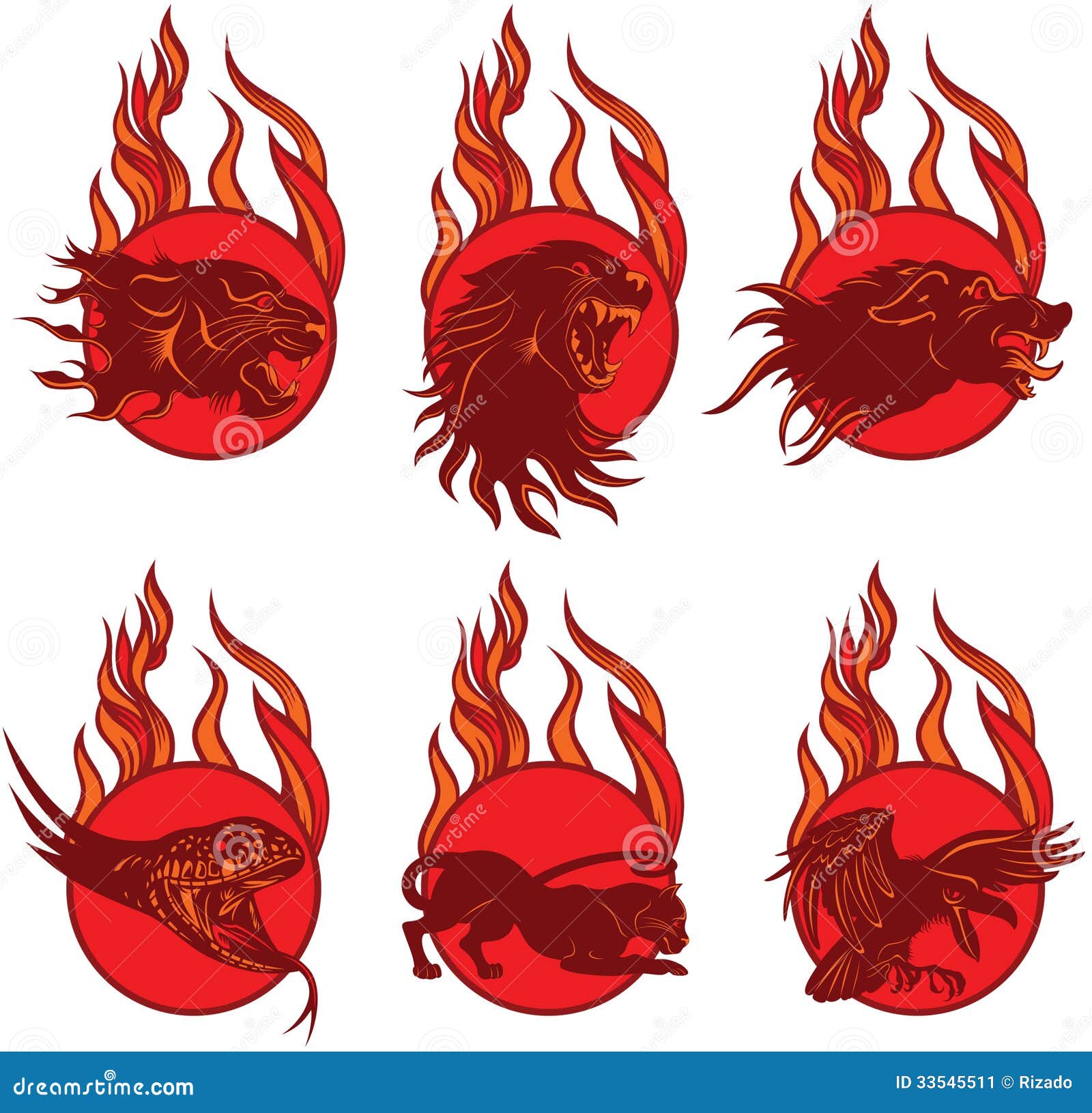 Emblemas do animal do fogo ilustração do vetor. Ilustração de monstro ...