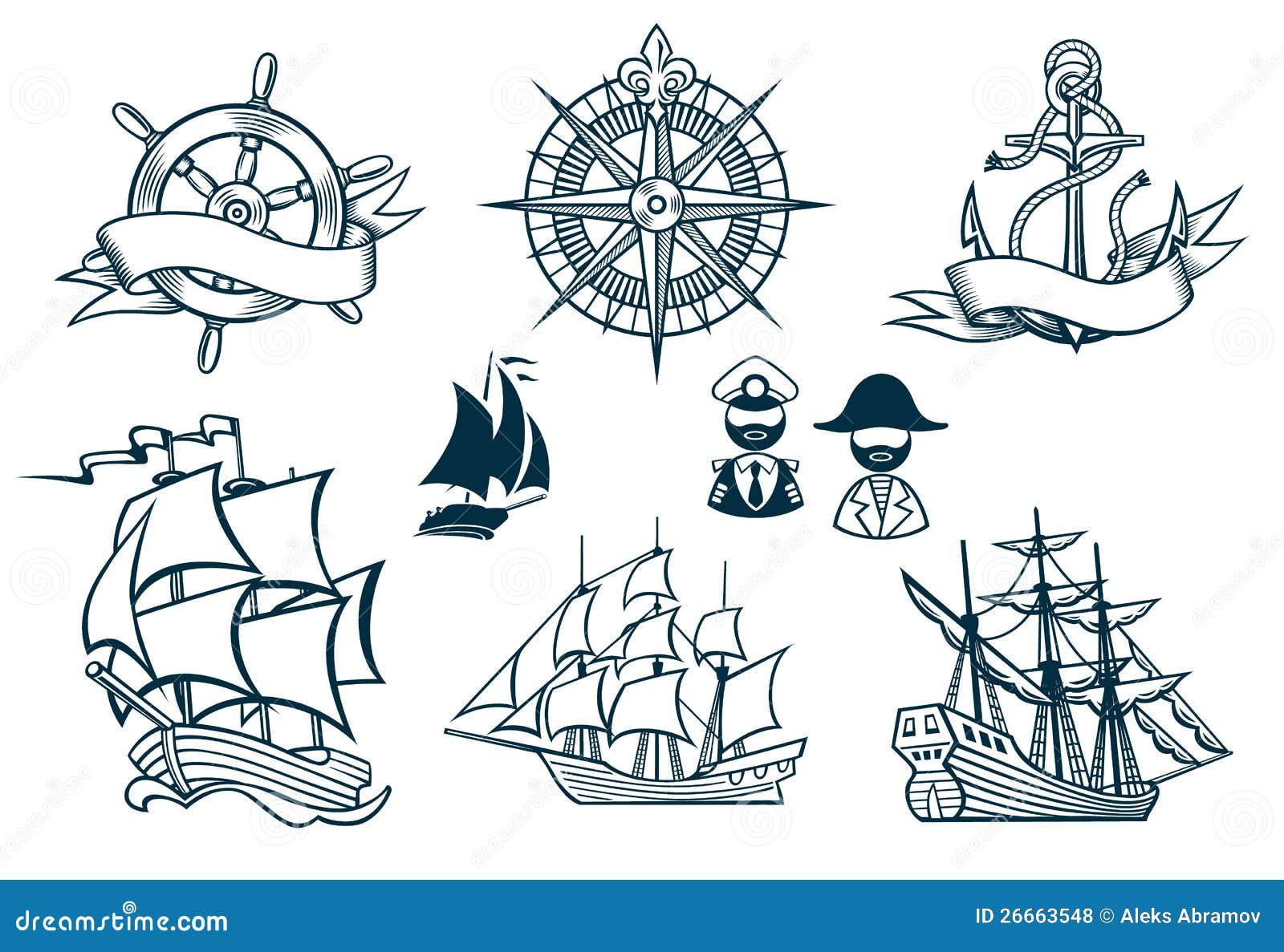 Emblemas Iconset De Los Veleros Ilustración del Vector - Ilustración de ...