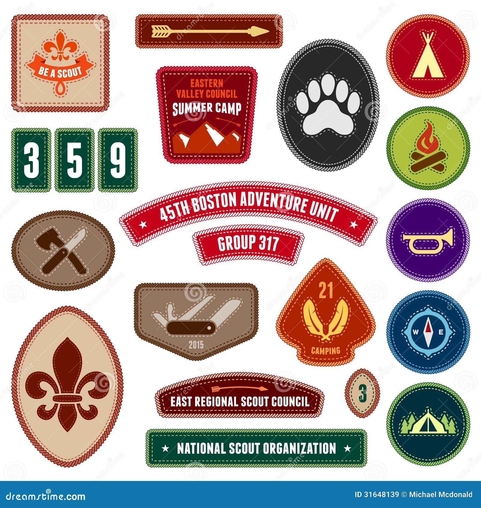 Emblemas Scouting ilustração do vetor. Ilustração de montanha - 31648139