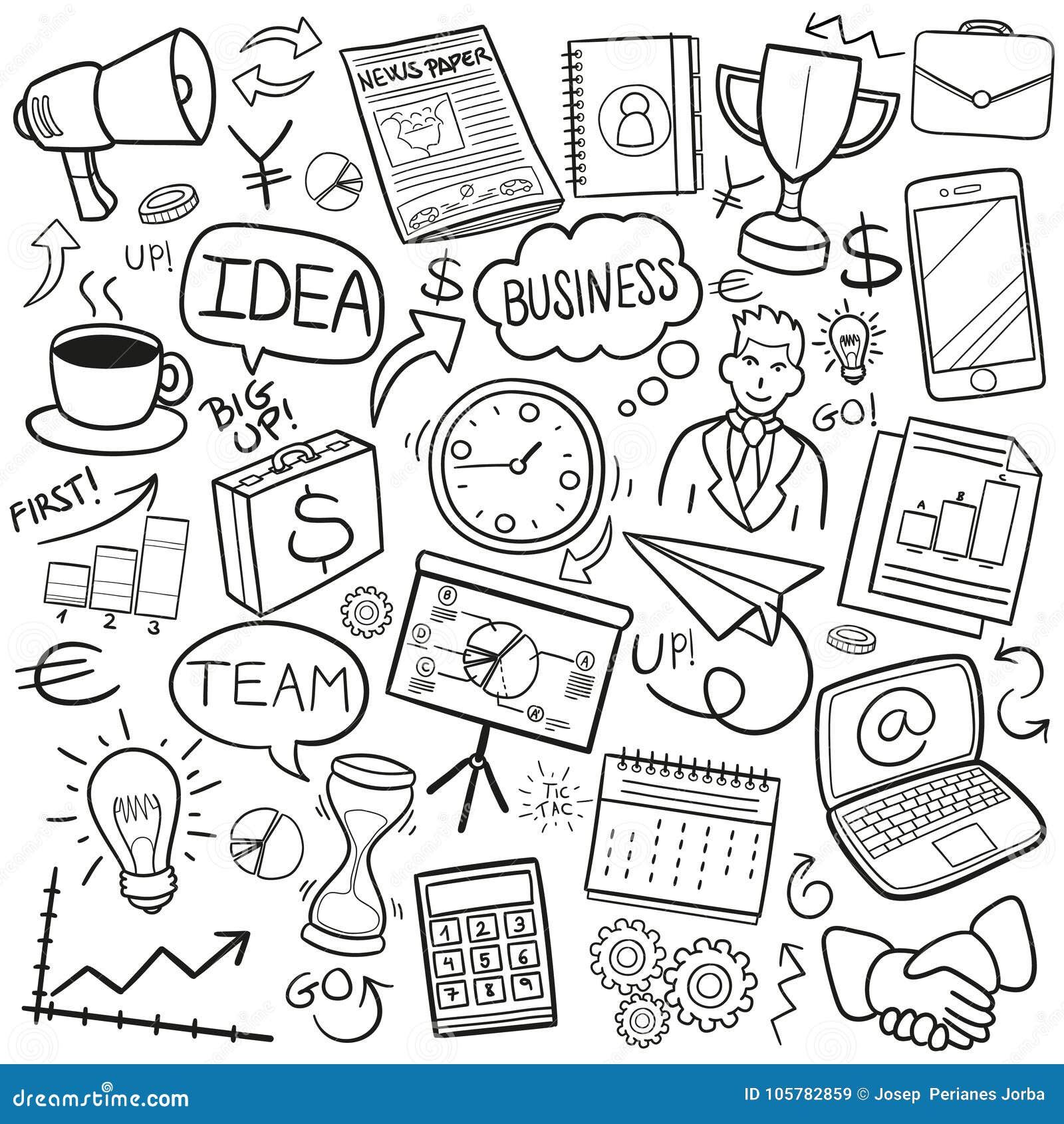 Business Idea Traditional Doodle Icons Sketch Hand Made Design Vector ...