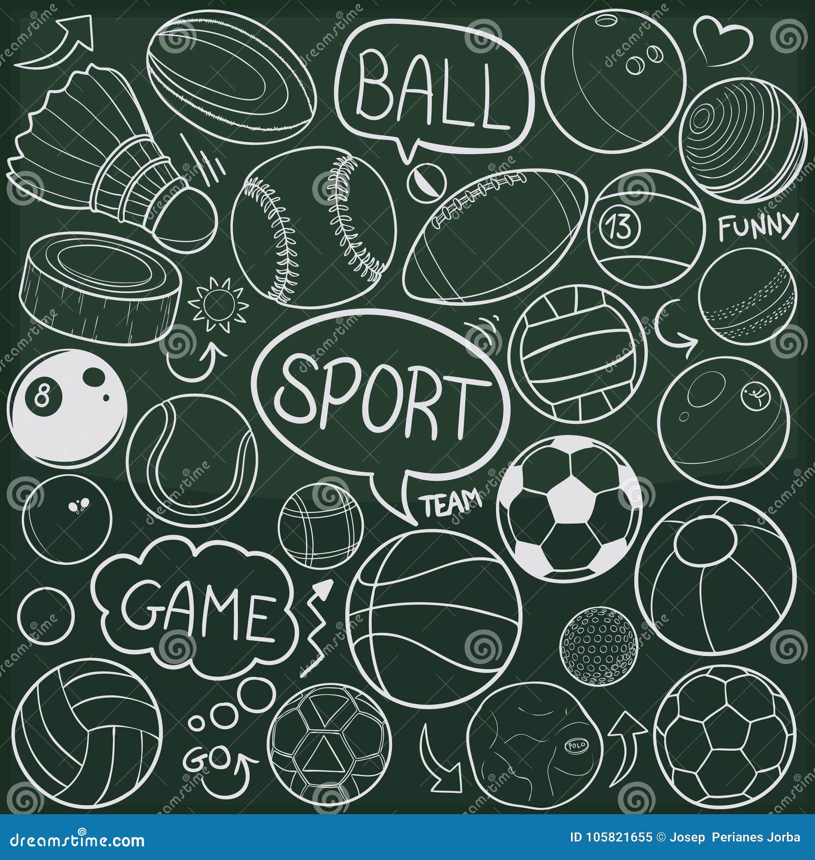 Sport Balls Traditional Doodle Icons Sketch Hand Made Design Vector ...