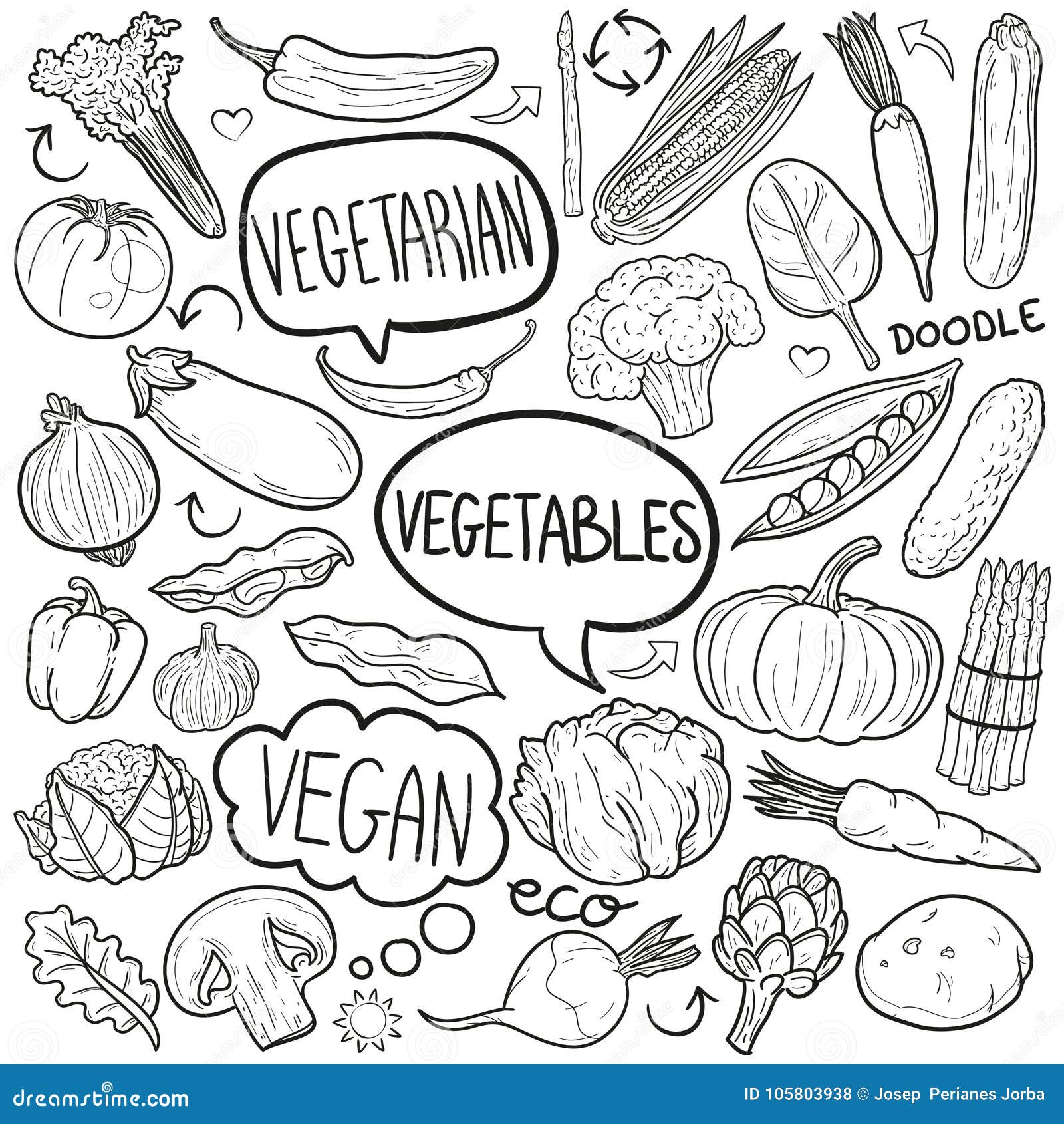 Vegetables Traditional Doodle Icons Sketch Hand Made Design Vector ...