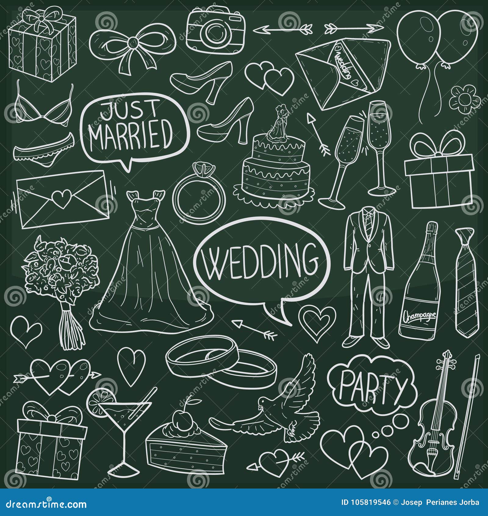 Wedding Traditional Doodle Icons Sketch Hand Made Design Vector Stock ...