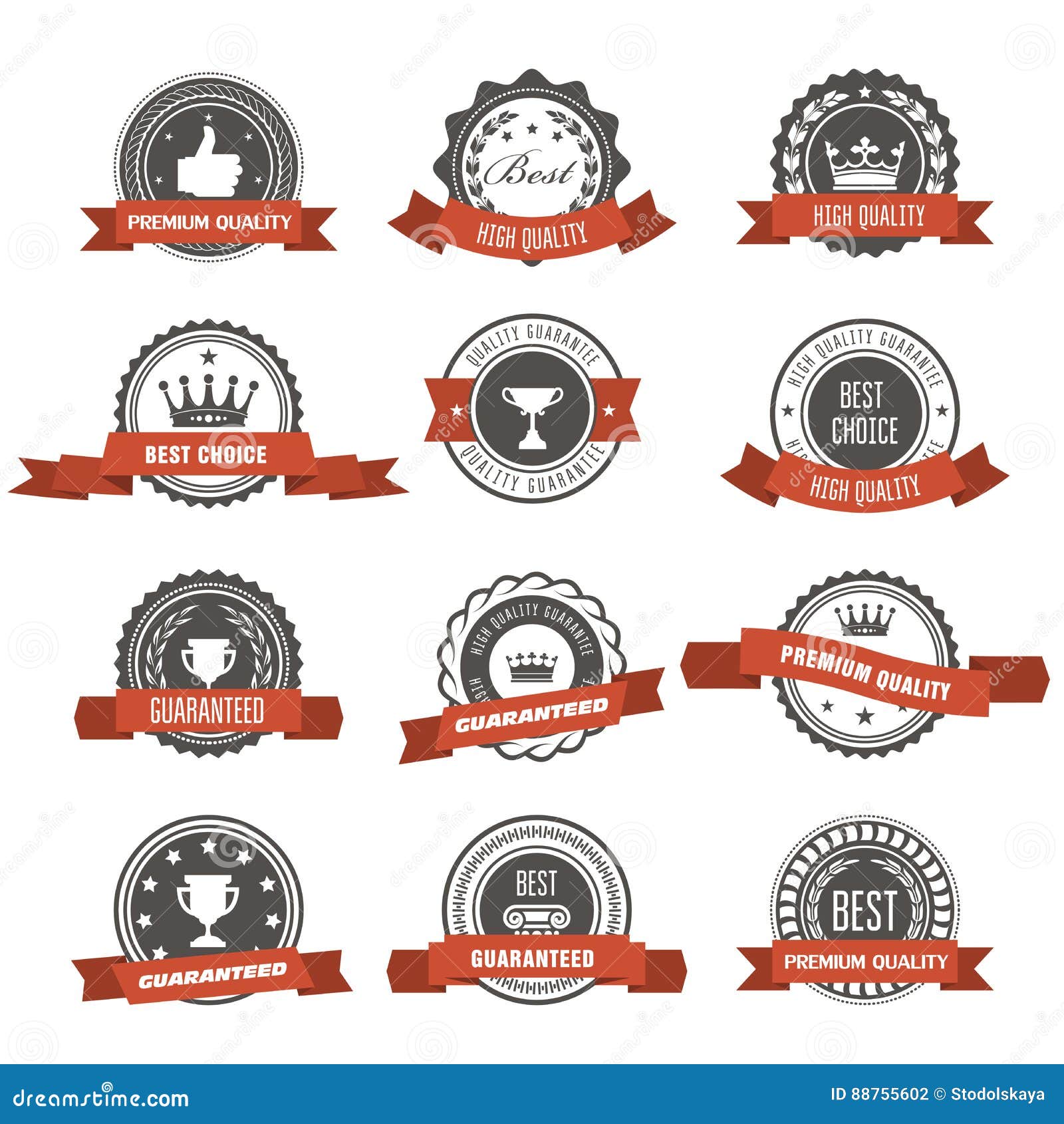 Emblems, Badges and Stamps with Ribbons - Awards and Seals Stock Vector ...