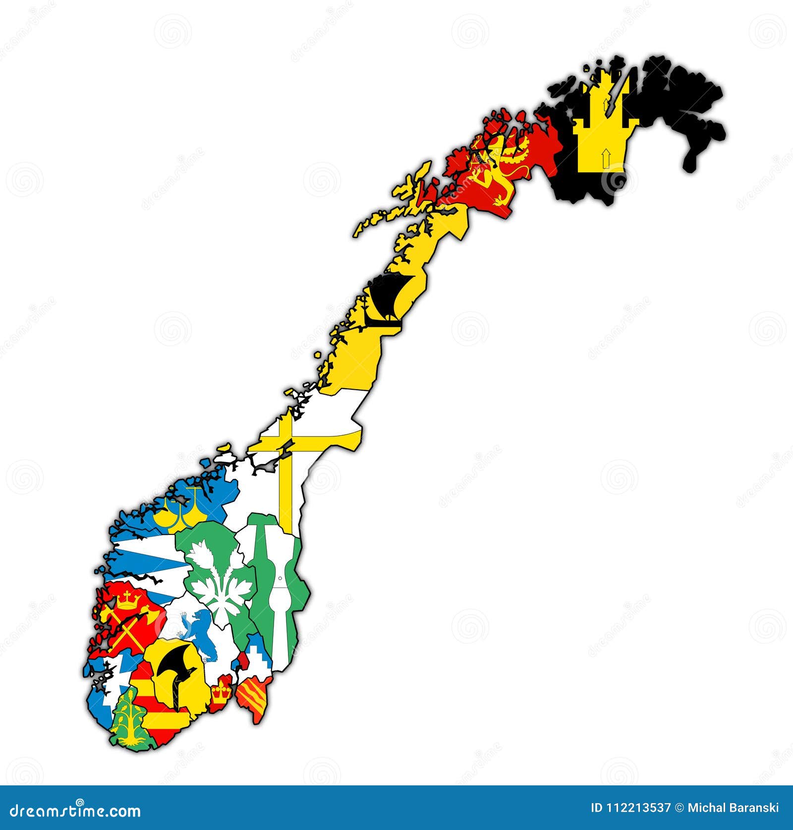 Regions on Administration Map of Norway Stock Illustration ...