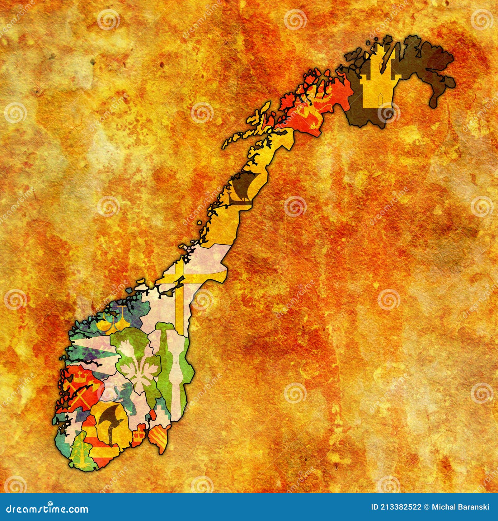 Regions on Administration Map of Norway Stock Illustration ...