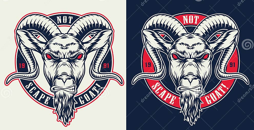 Emblems with goat stock vector. Illustration of farm - 125586381