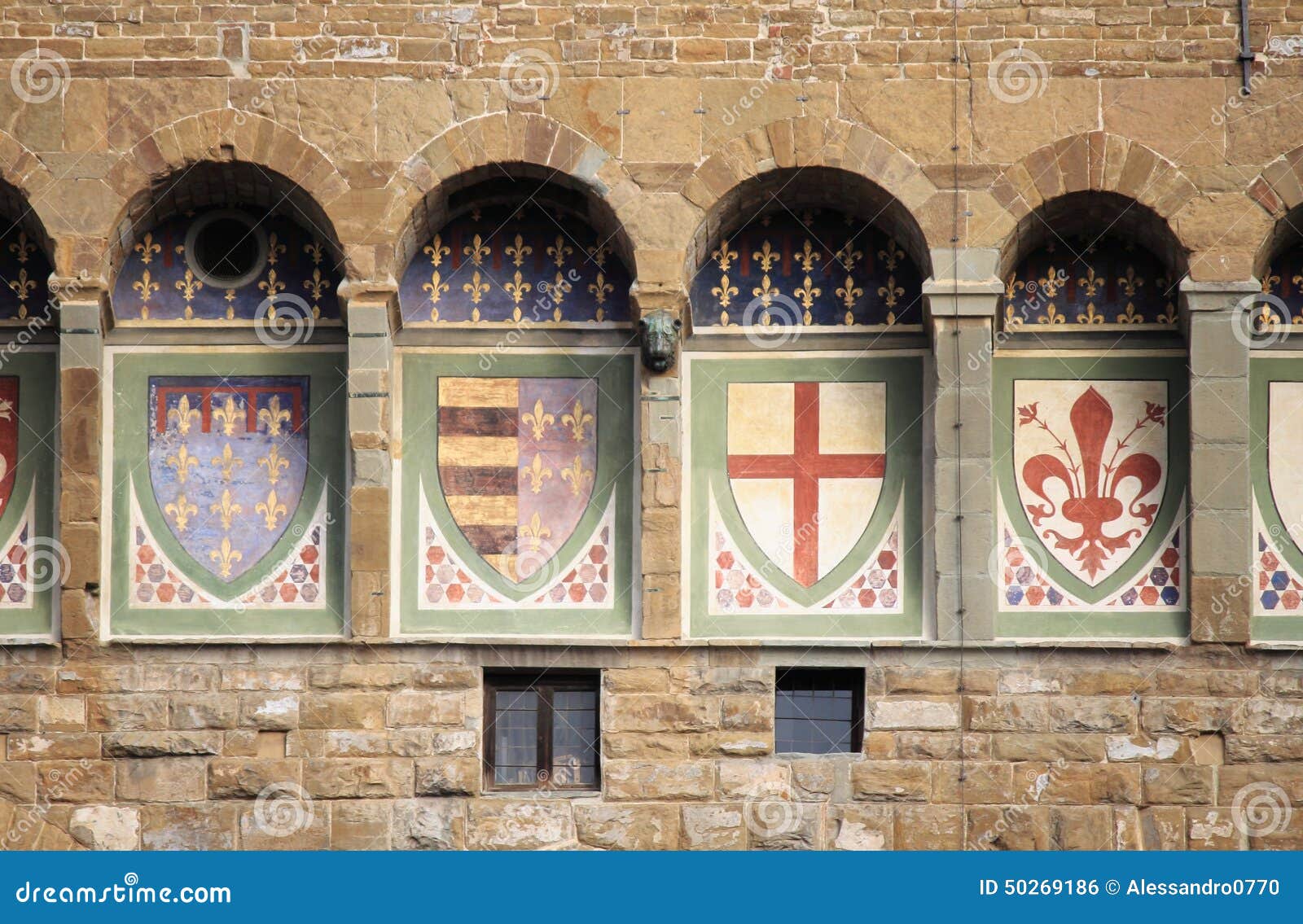 Emblems in Palazzo Vecchio of Florence Stock Photo - Image of medieval ...