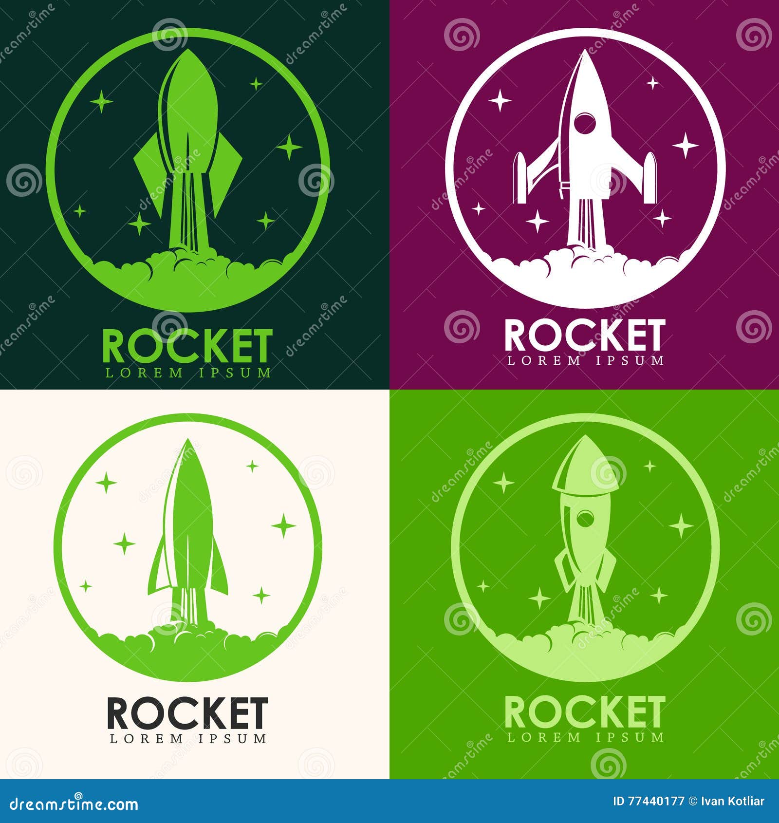 Emblems with Rocket Launch. Design Elements for Logo, Label, Emblem ...