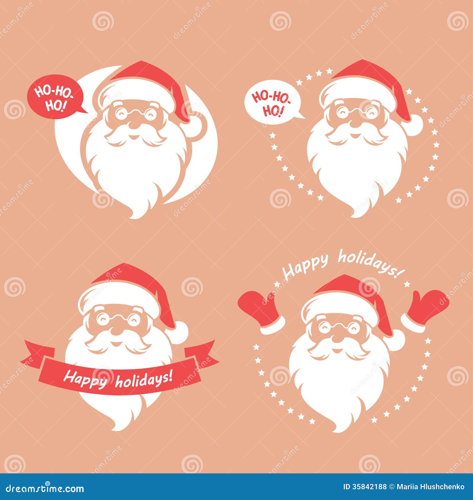 Emblems with Santa stock vector. Illustration of element - 35842188