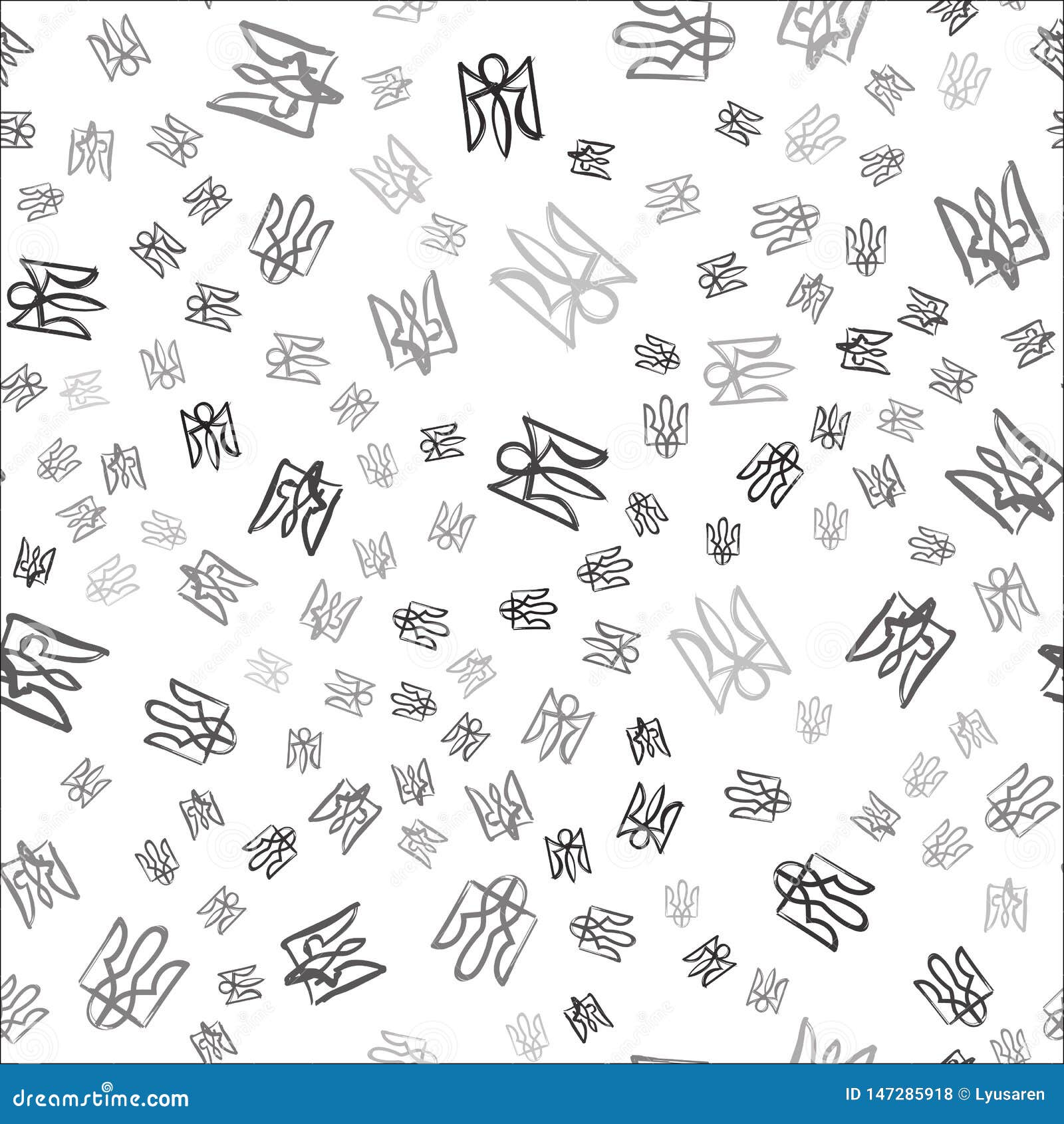 Emblems, Seamless Patterns. Large and Small Trident Size Stock ...