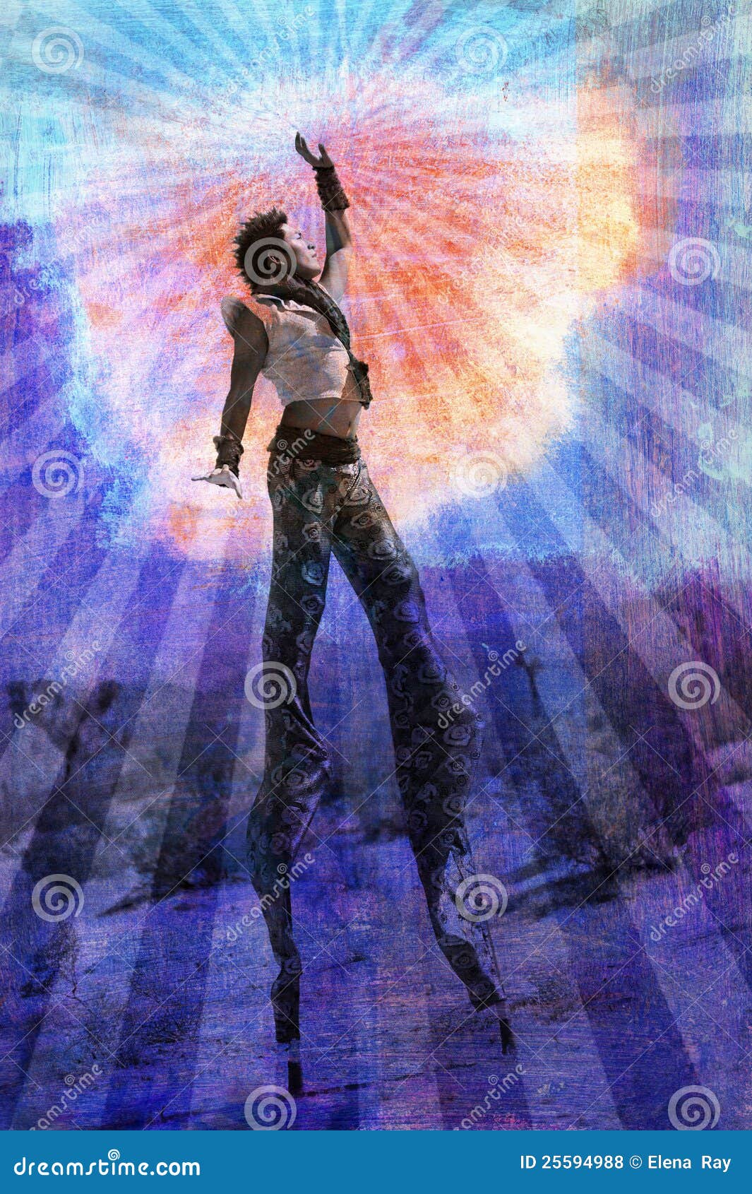 Embody Your Higher Self Man on Stilts Stock Illustration - Illustration ...