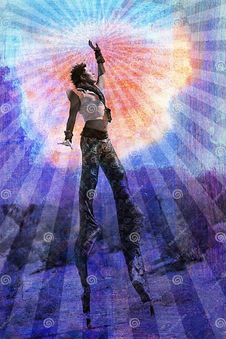 Embody Your Higher Self Man on Stilts Stock Illustration - Illustration ...
