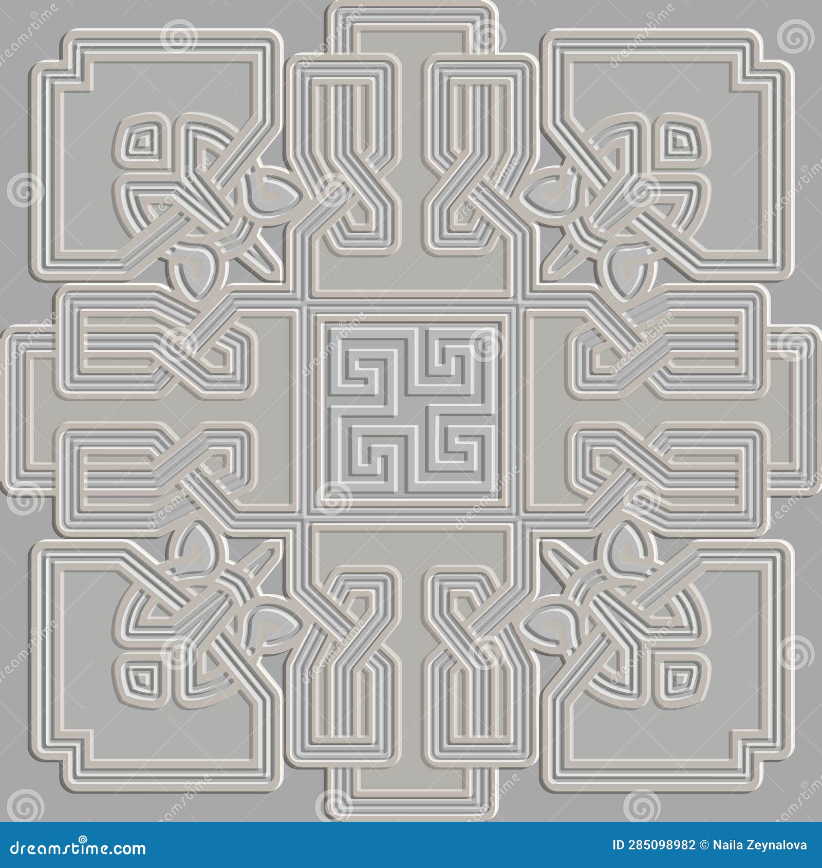 Emboss Celtic Greek Arabesque Style 3d Seamless Pattern. Ornamental ...
