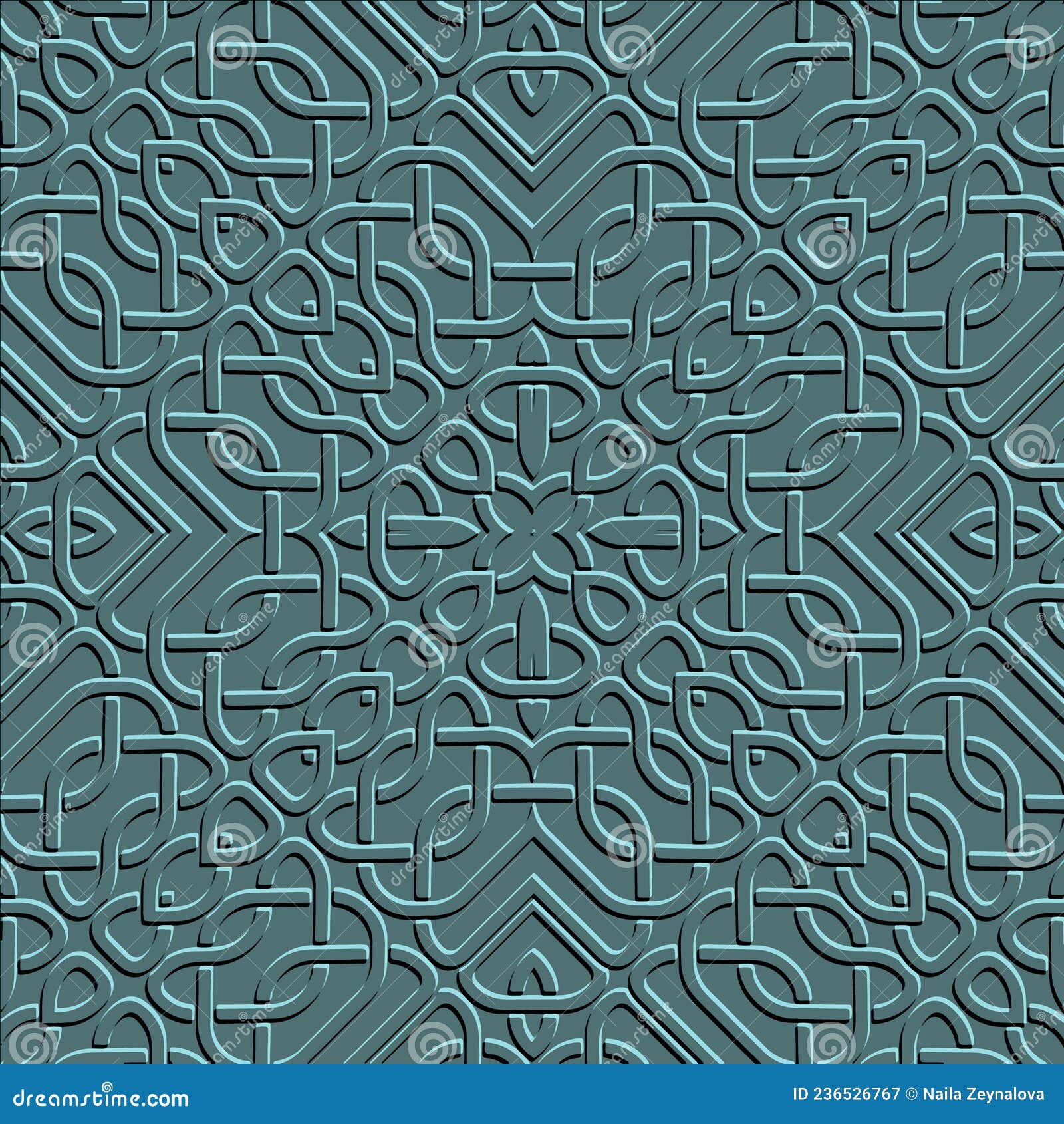 Emboss Celtic Style 3d Seamless Pattern. Embossed Blue Relief ...