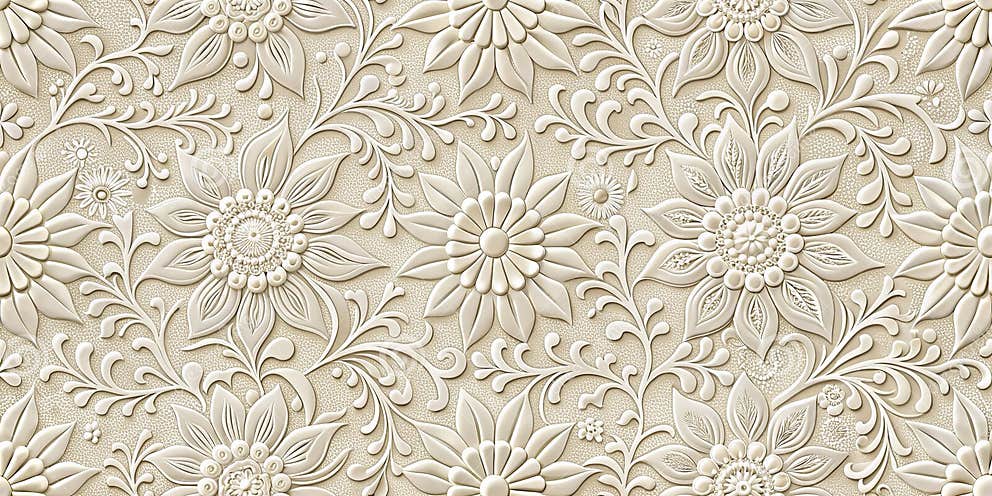 Emboss Floral and Decorative Patterns on Paper Seamless Tileable ...