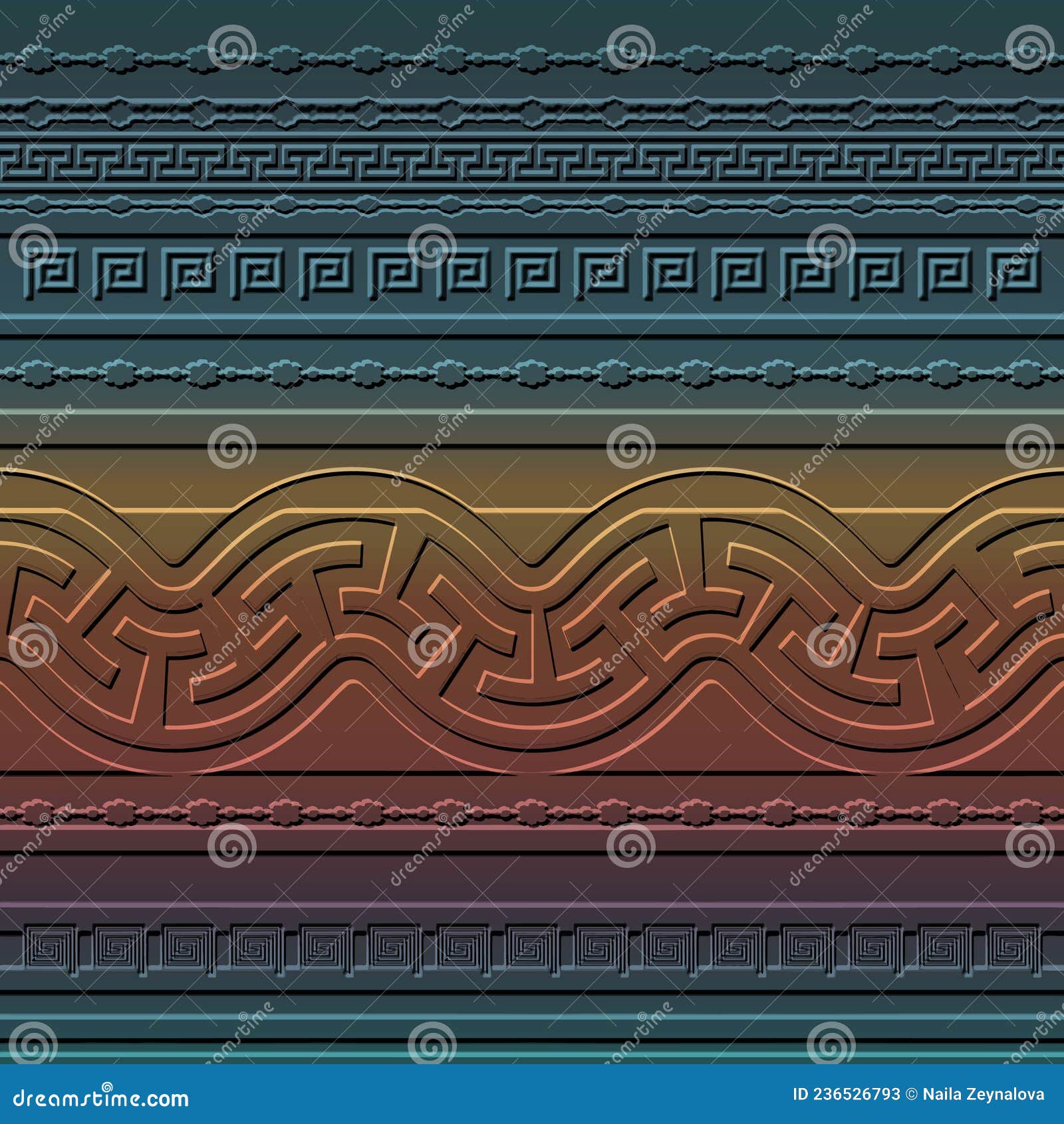 Emboss Greek Borders 3d Seamless Pattern. Embossed Border Surfac Stock ...