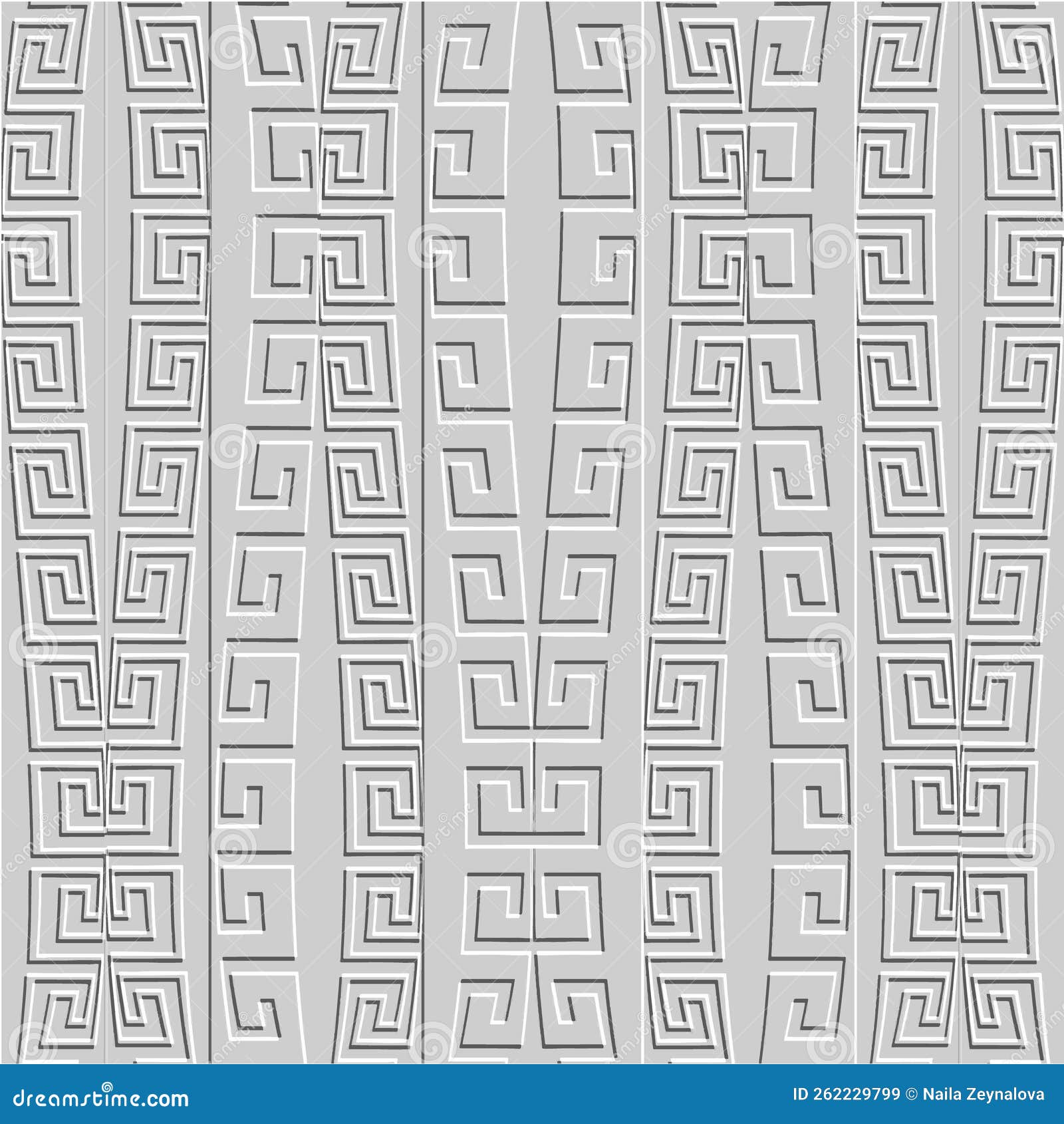 Emboss Greek 3d Border Seamless Pattern. Embossed Relief White ...