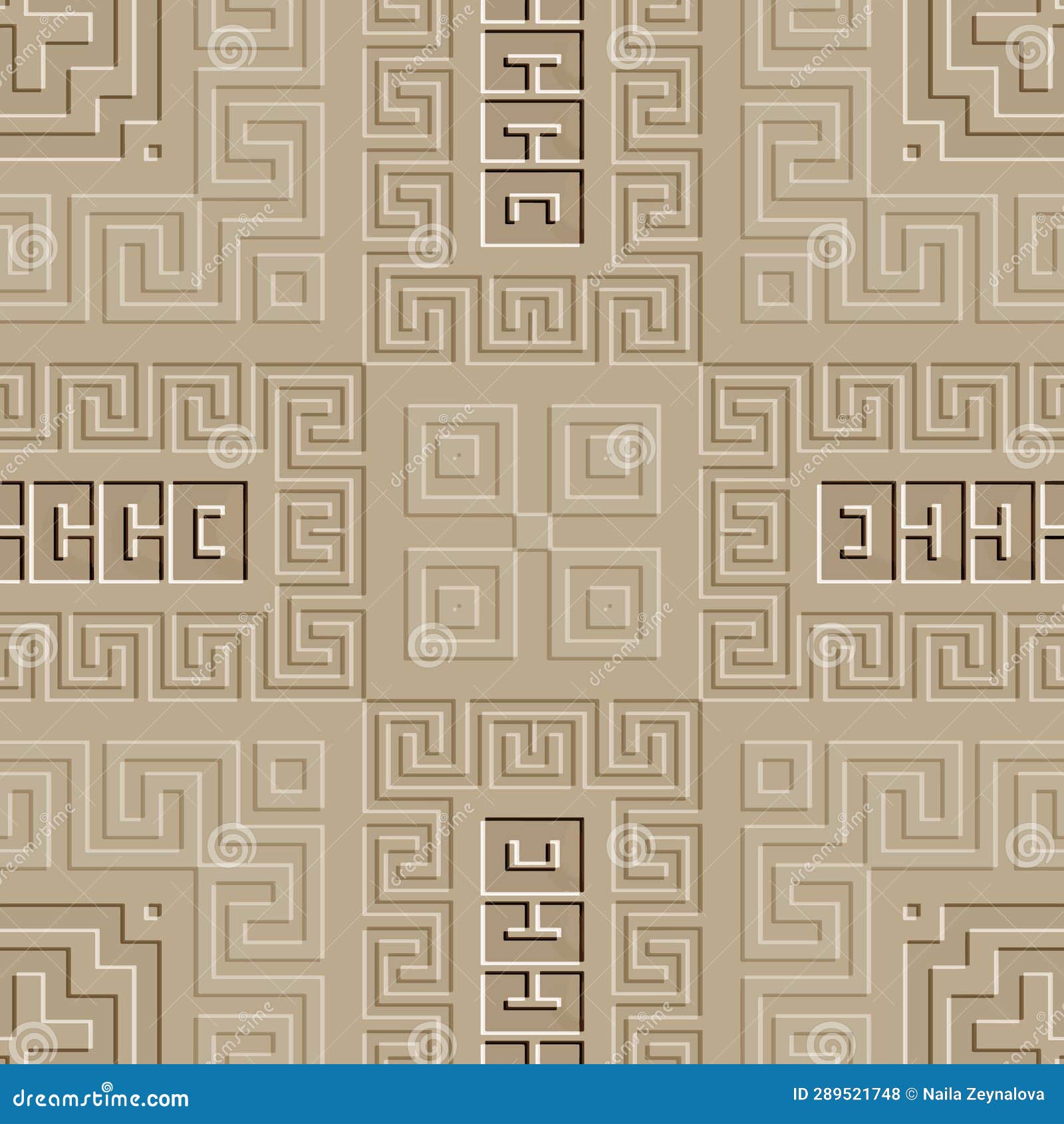 Emboss Greek 3d Square Border Frame Seamless Pattern. Embossed Relief White Vector Background ...