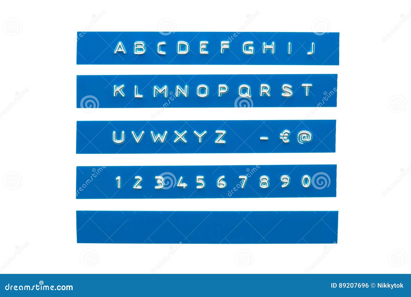 Embossed Alphabet on Blue Plastic Tape Stock Illustration ...