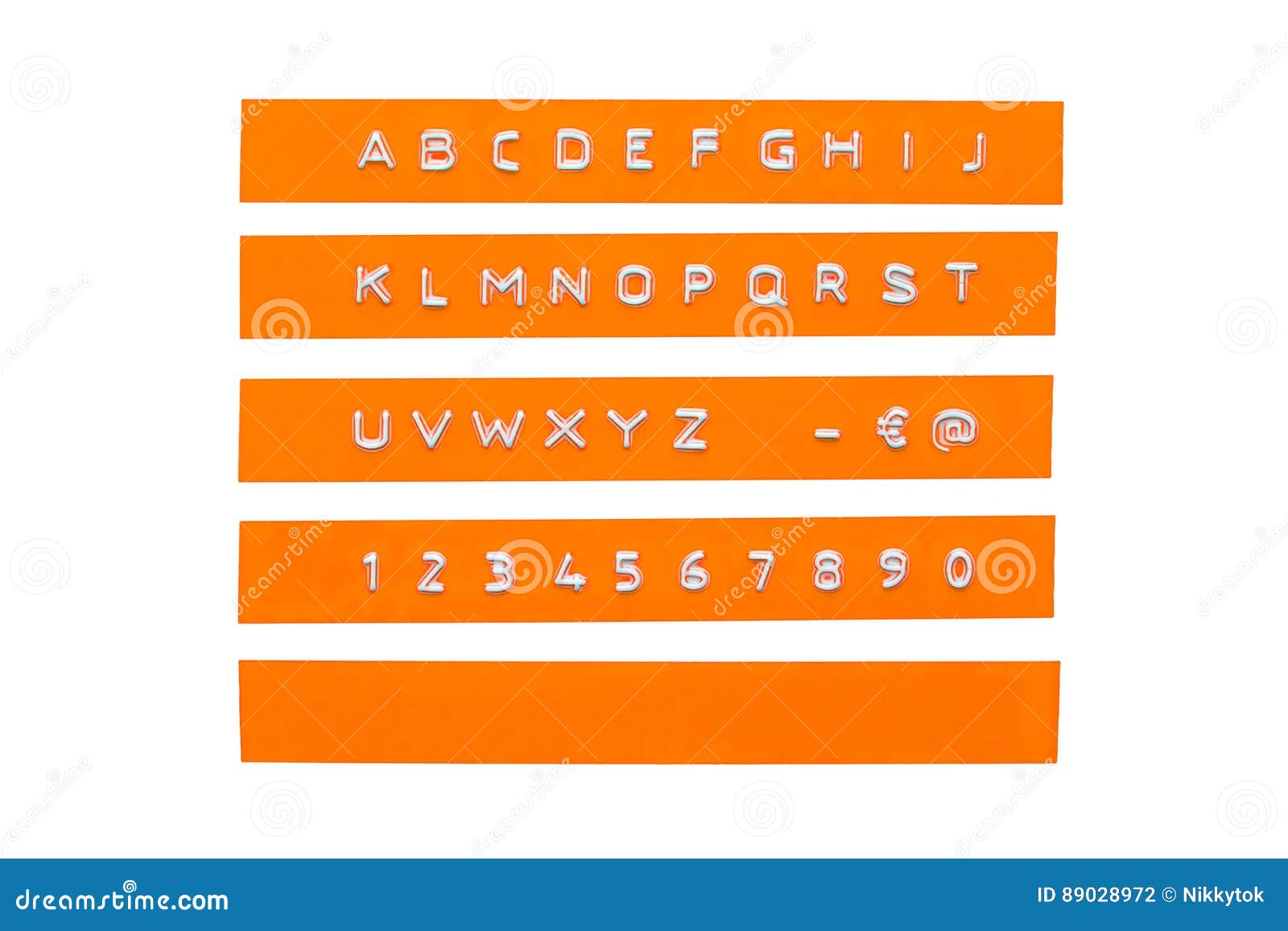 Embossed Alphabet on Orange Plastic Tape Stock Illustration ...