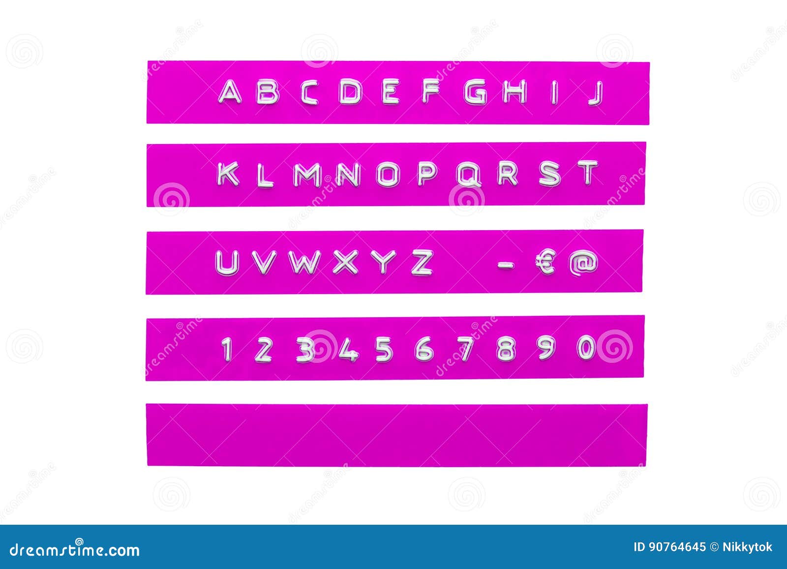 Embossed Alphabet on Purple Plastic Tape Stock Illustration ...