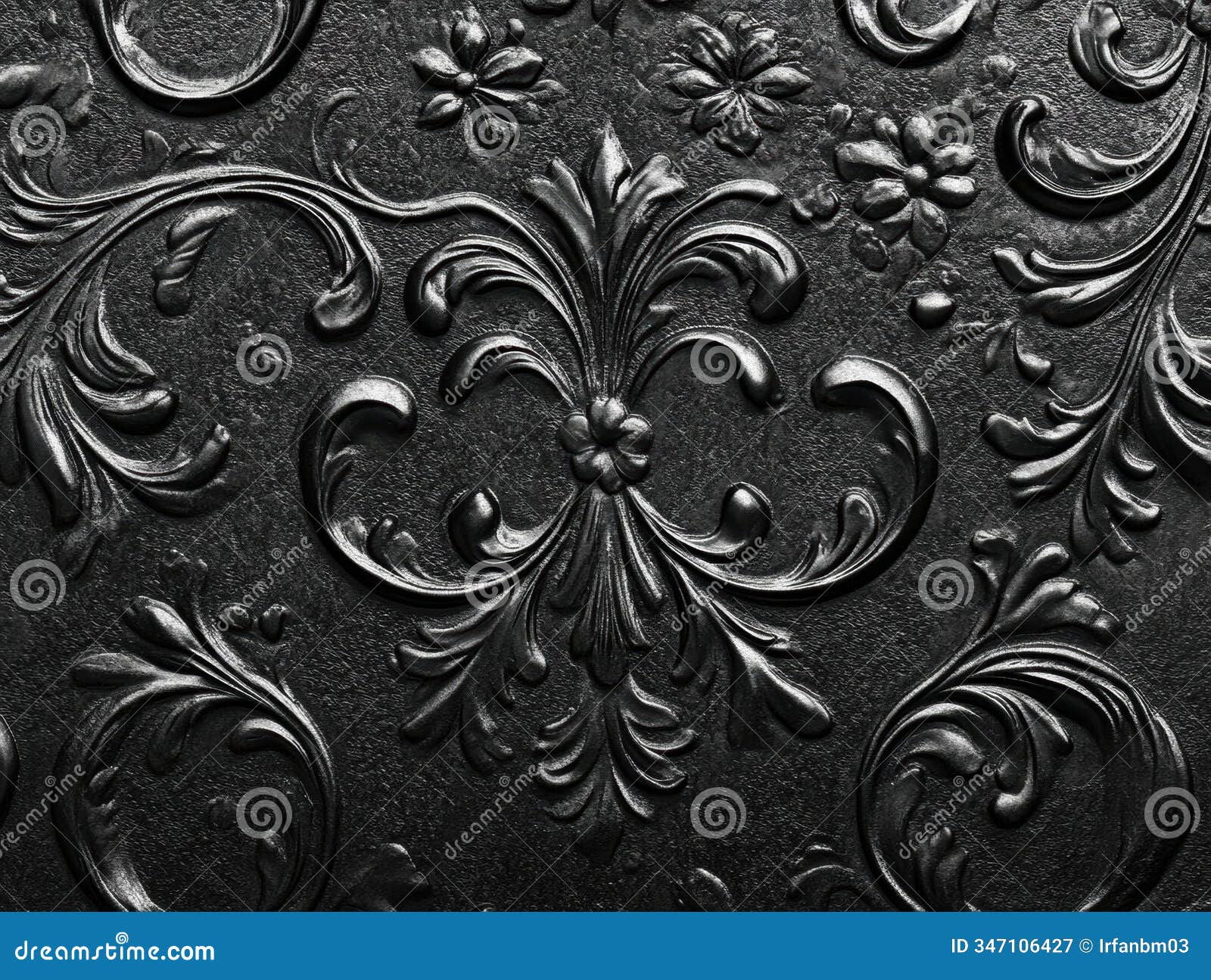 Embossed Black Floral Wallpaper, a Timeless Classic Stock Illustration ...